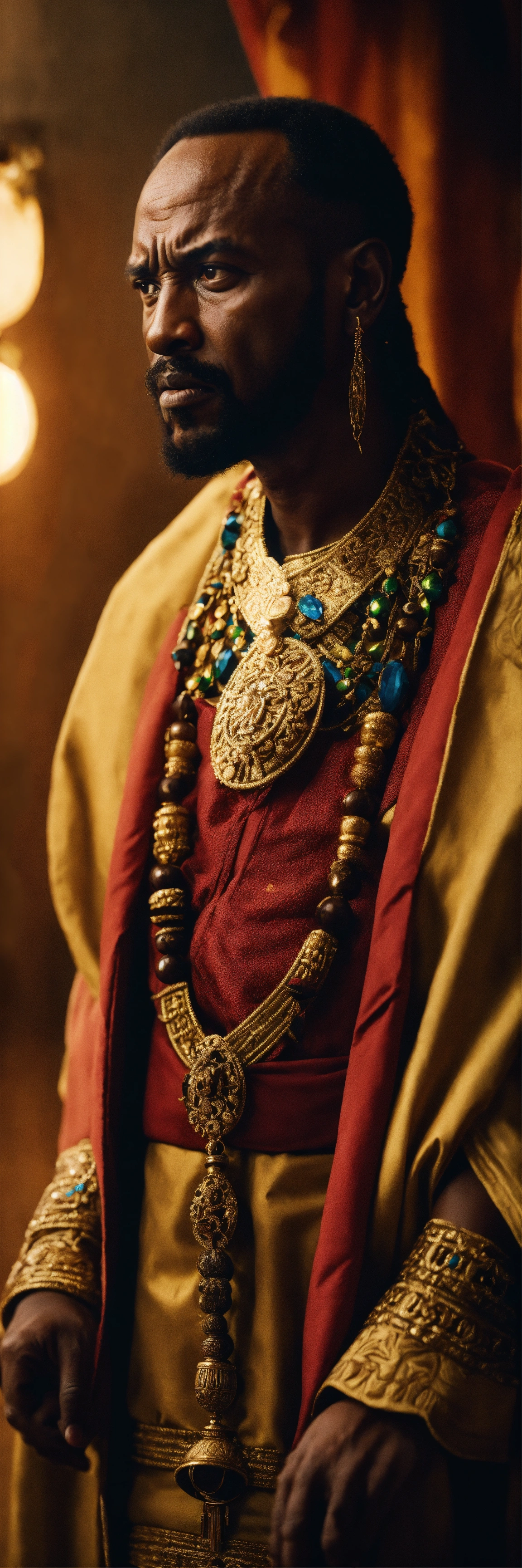 Lexica - A evil portrait of a cruel and angry Ethiopian King waiting ...