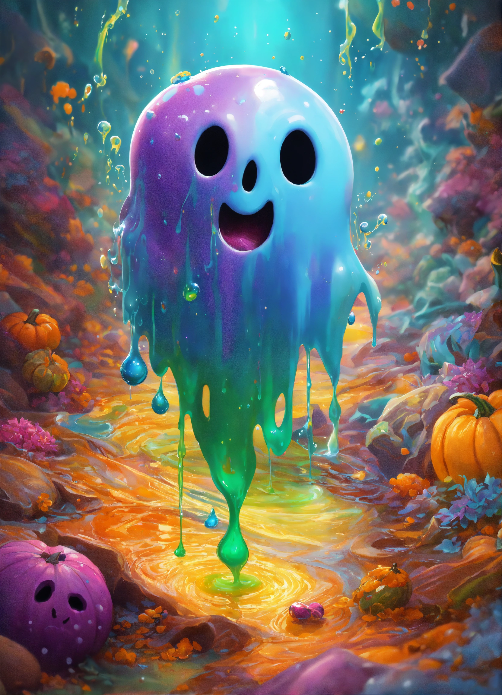 Lexica - Splash art, a quirky liquid portrait of a cute sheet ghost ...