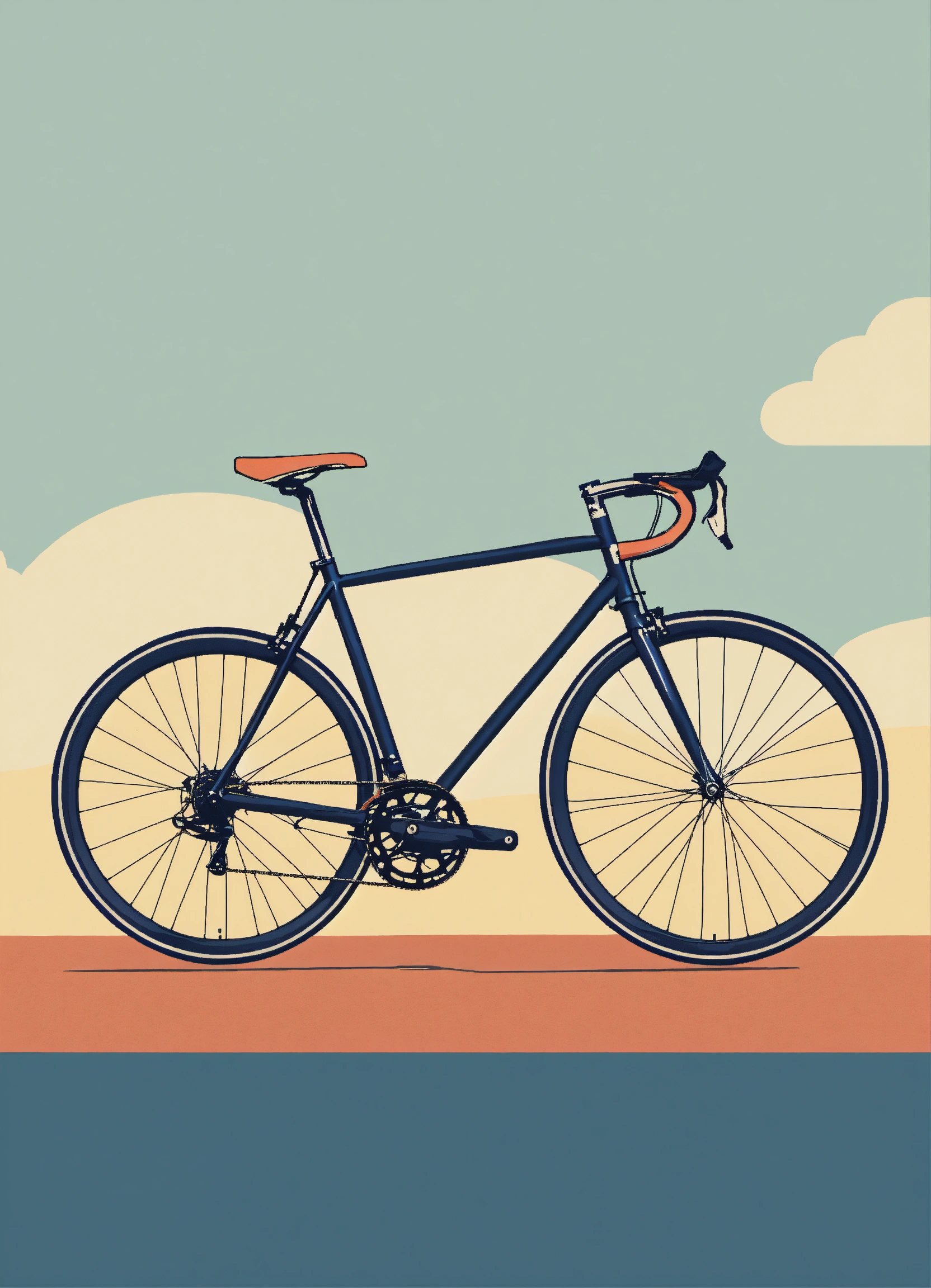 Lexica - A minimalistic illustration of a vintage road bike, capturing ...