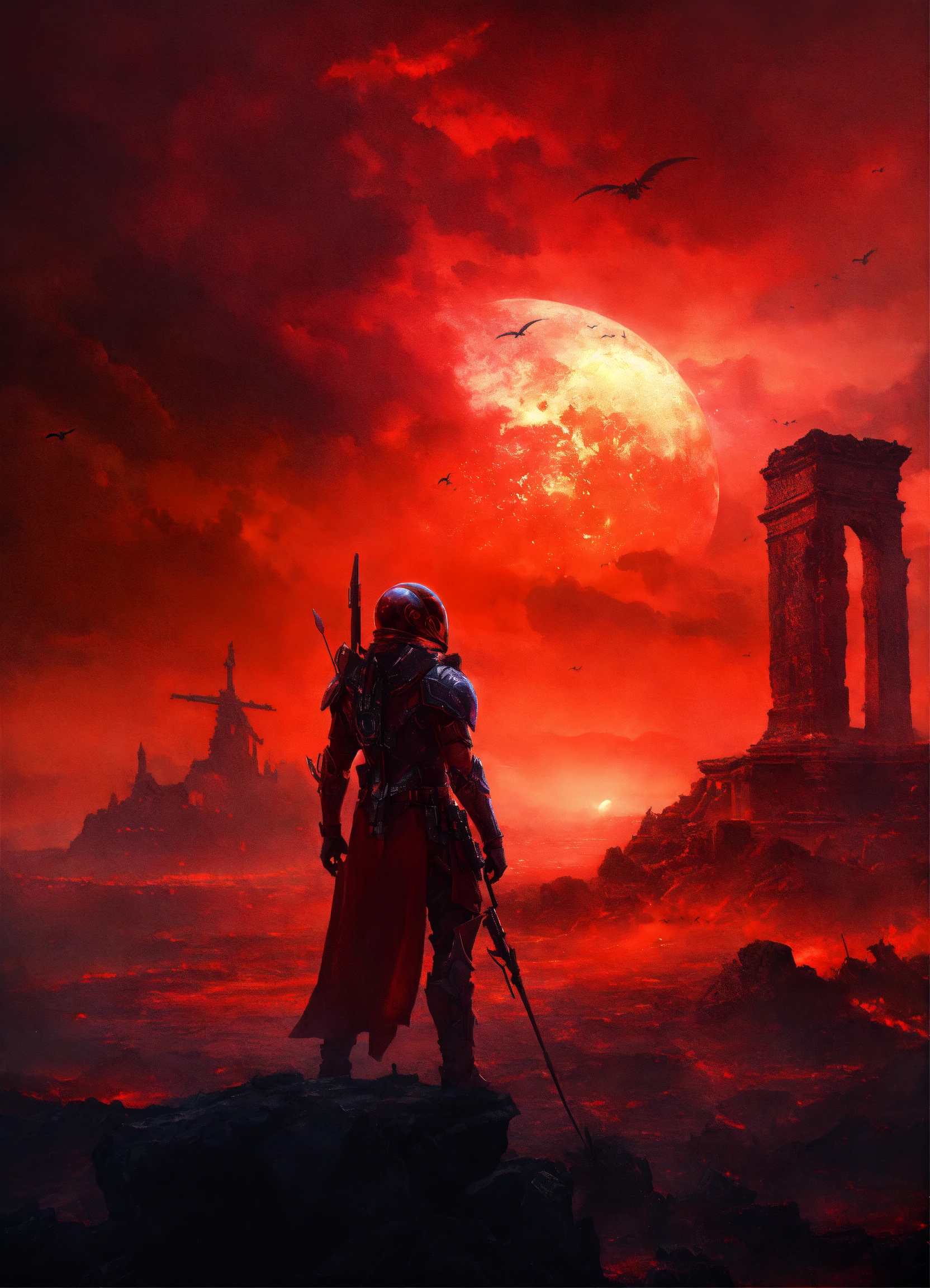 Lexica - The embodiment of darkness and light battling in the red sky ...