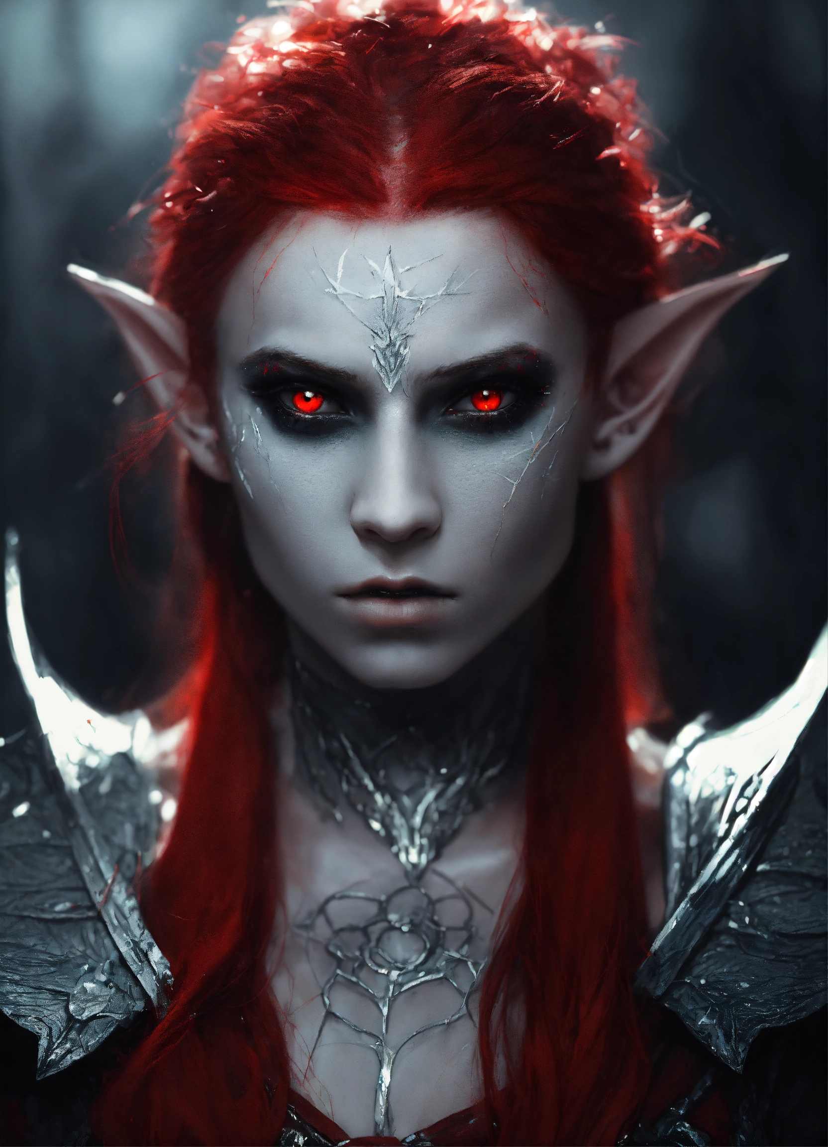Lexica - Fantasy portrait of a grey skinned elf, heavy makeup, glowing ...