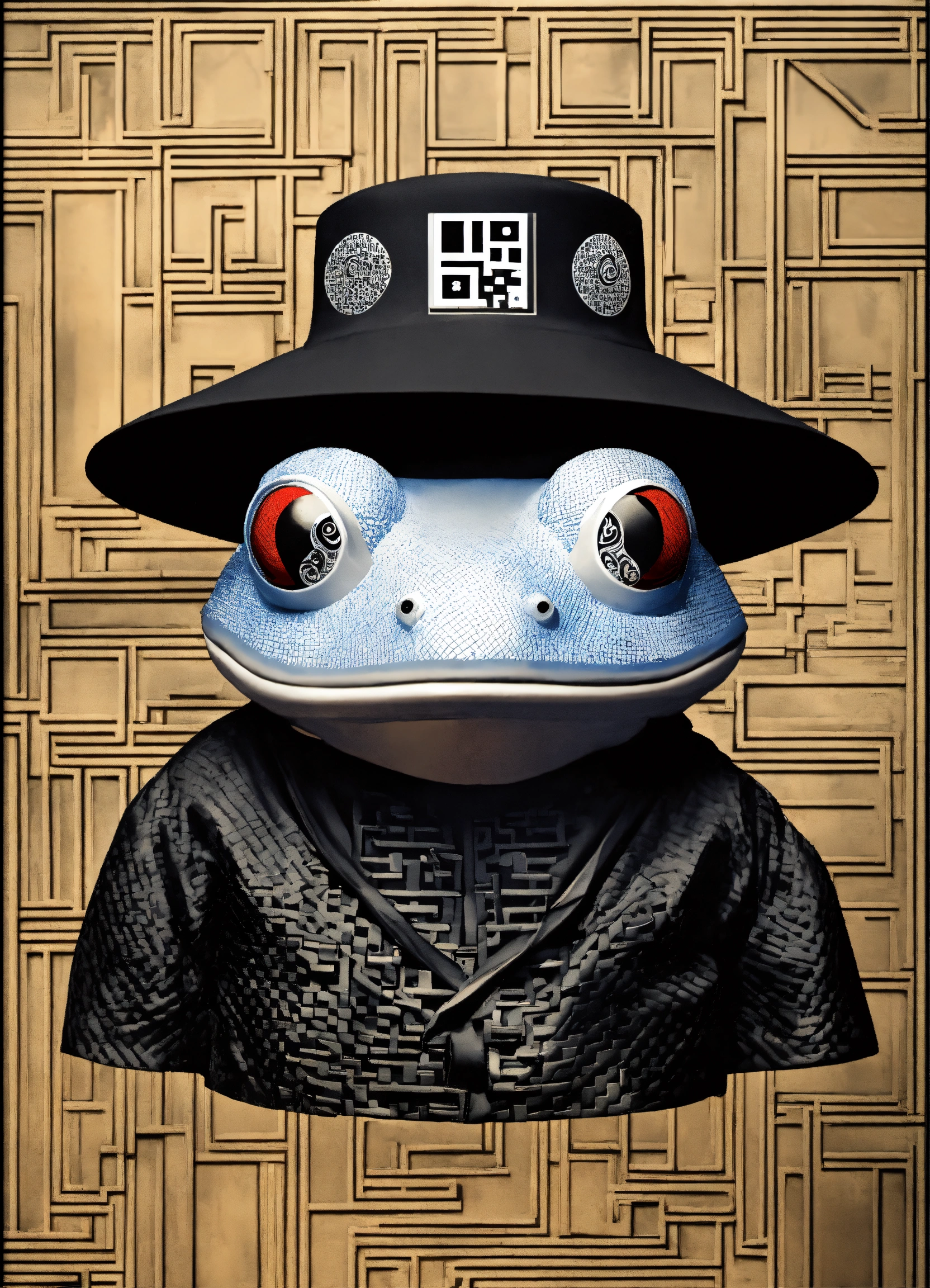 Lexica - A toad made out of a 3d black and white optical illusion, ying ...