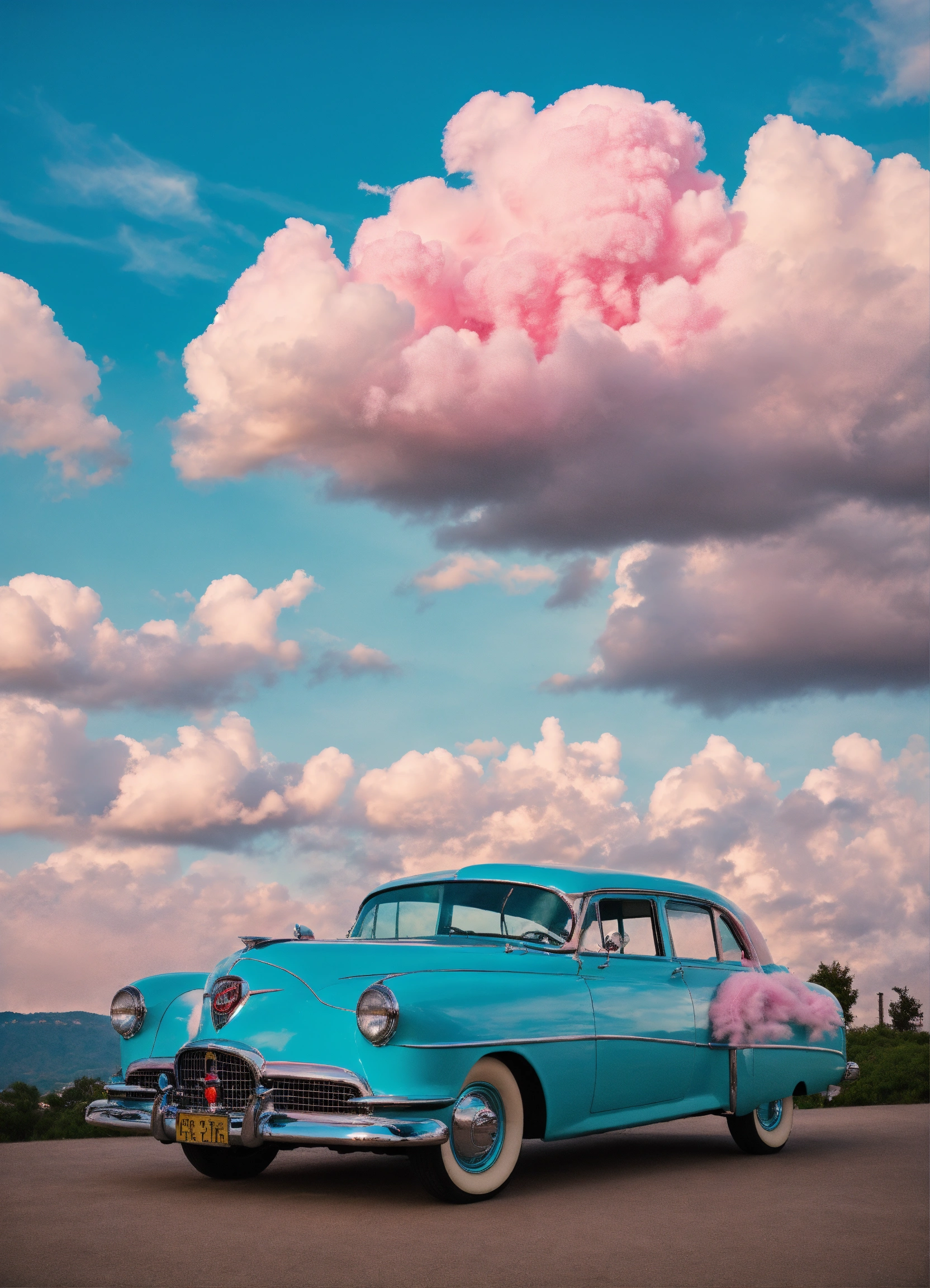 Lexica - Light blue, sky shot, with cotton candy clouds, art deco style.