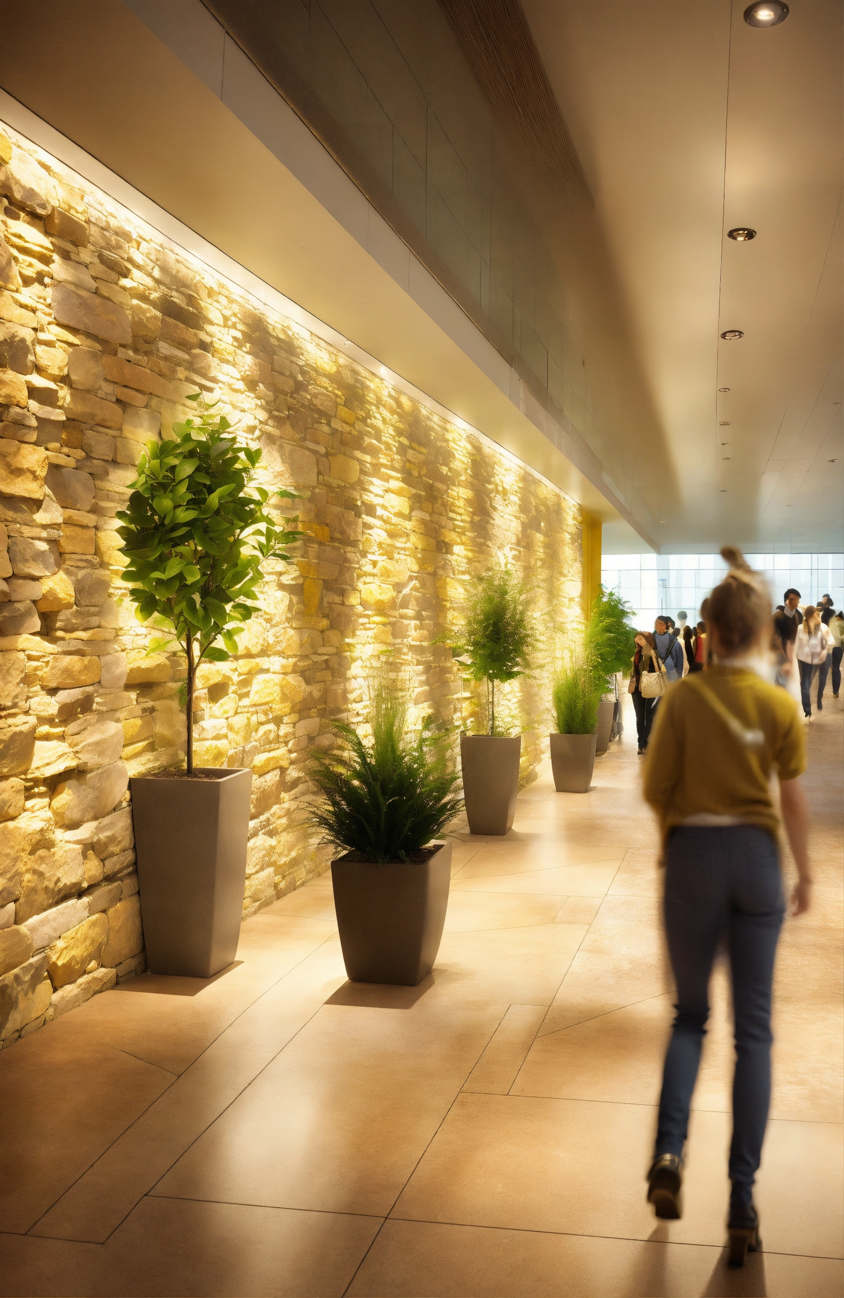 Lexica - Airport corridor, one side of the corridor full height glass ...