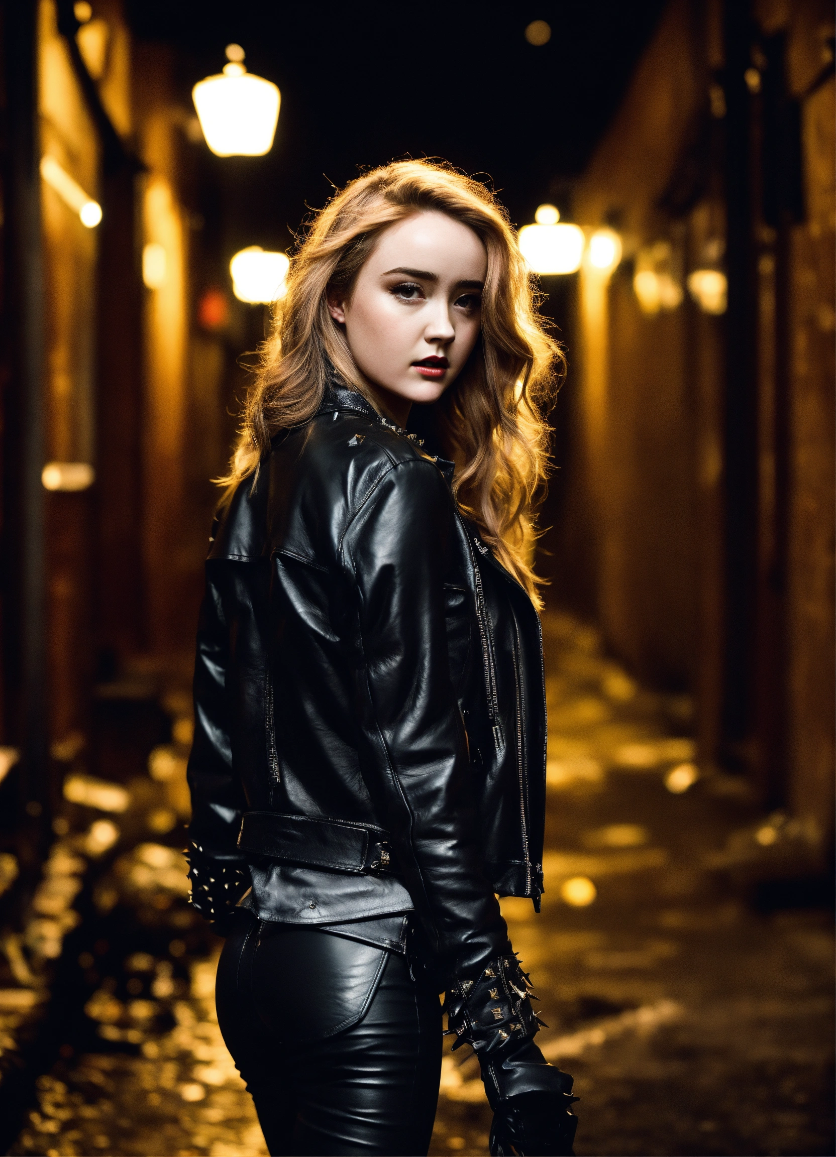 Lexica - Kathryn Newton gothic walking in a dark alley wearing black ...