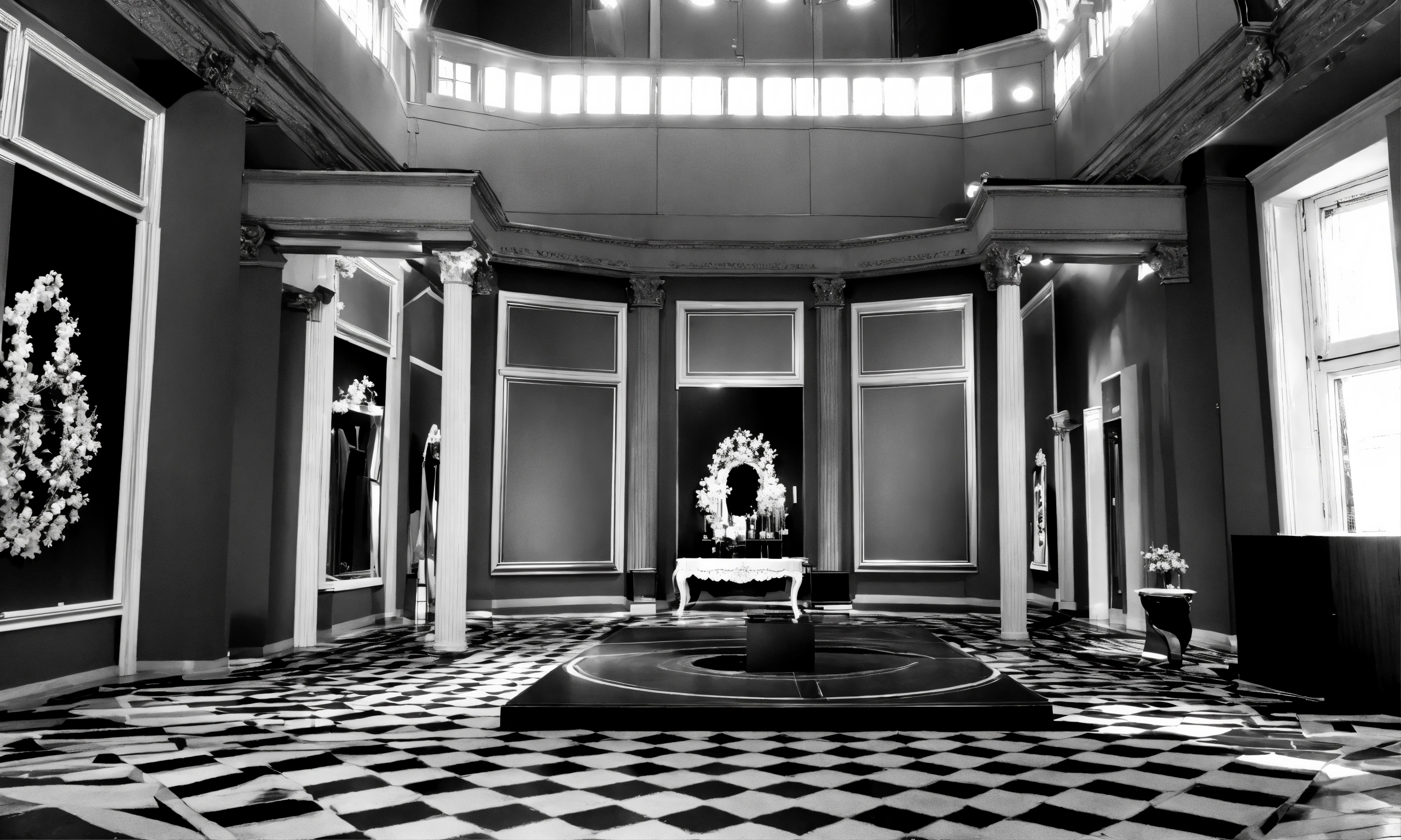 Lexica - Italian abstrakt elegance black white museum inside for hairshow