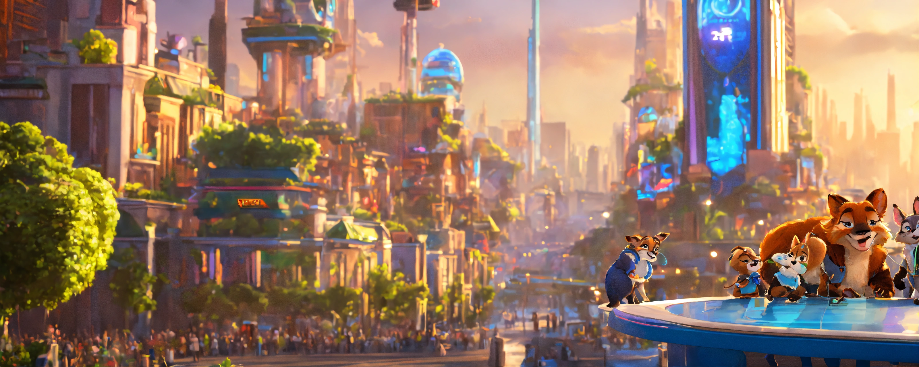 Lexica - A zootopia metropolis with bright colors, talking animals ...