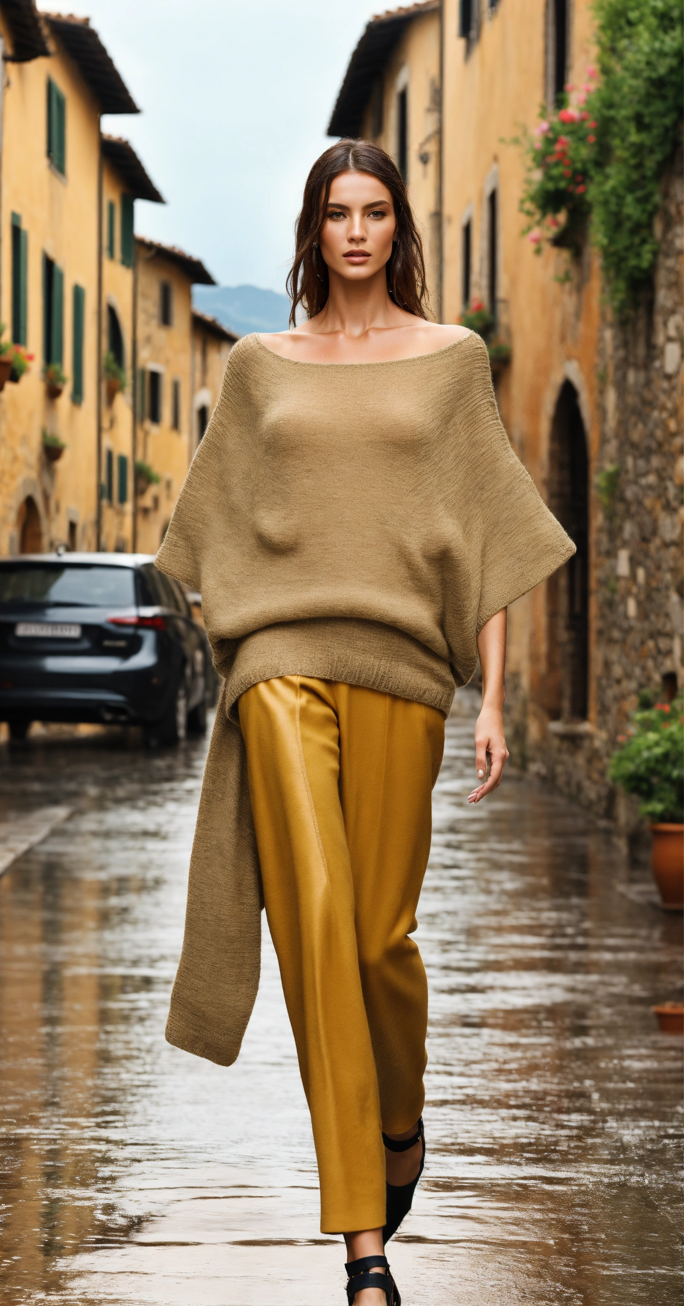 Lexica - 3d realistic photo of fierce italian model wearing dolman ...