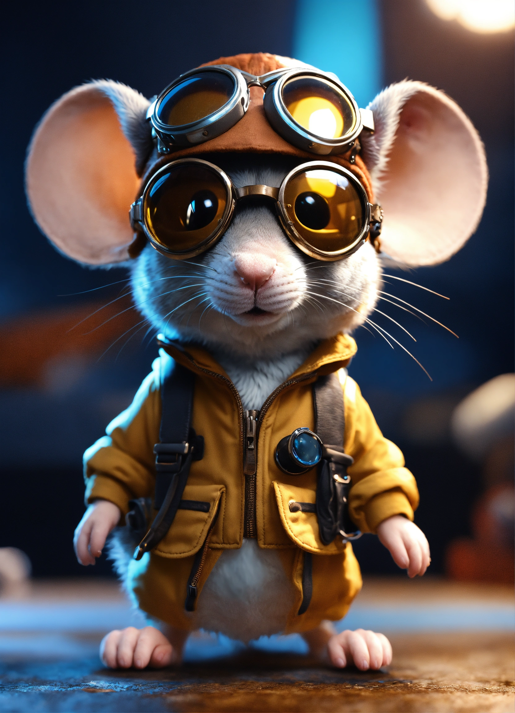 Lexica - A cute mouse pilot wearing aviator goggles, unreal engine ...