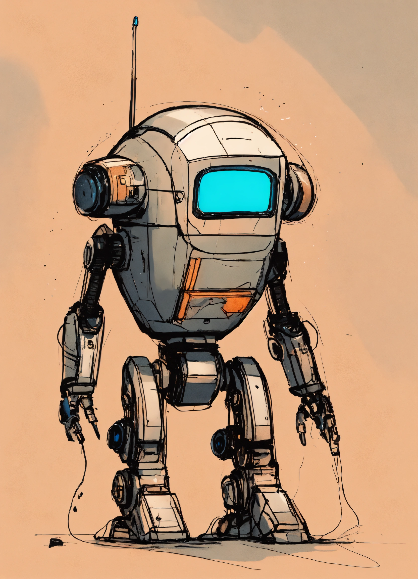 Lexica - Minimalist painting of sci-fi cute robot design in the style ...