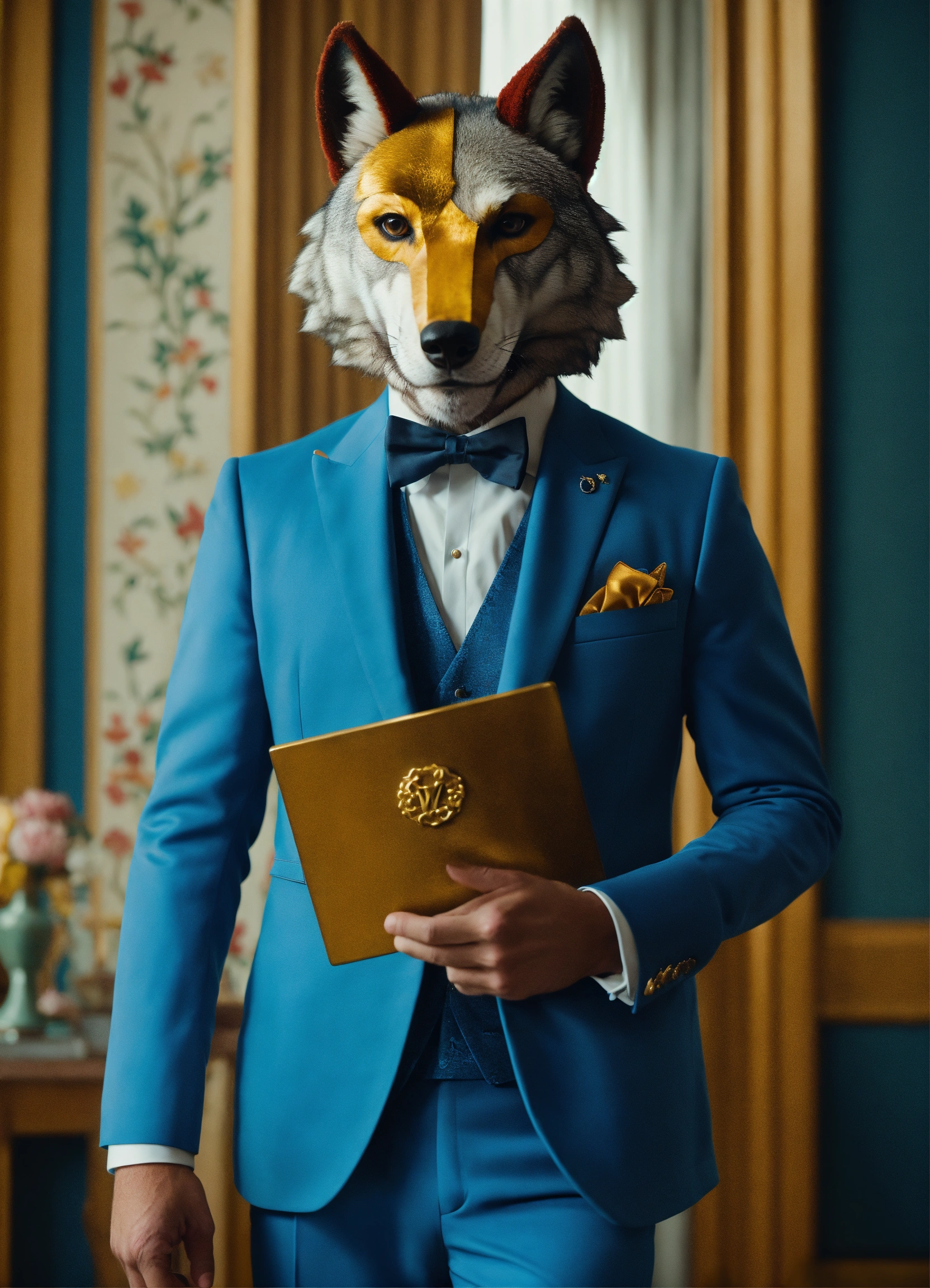 Lexica - Award - Winning Cinematic Still of wolf-Headed butler posing ...