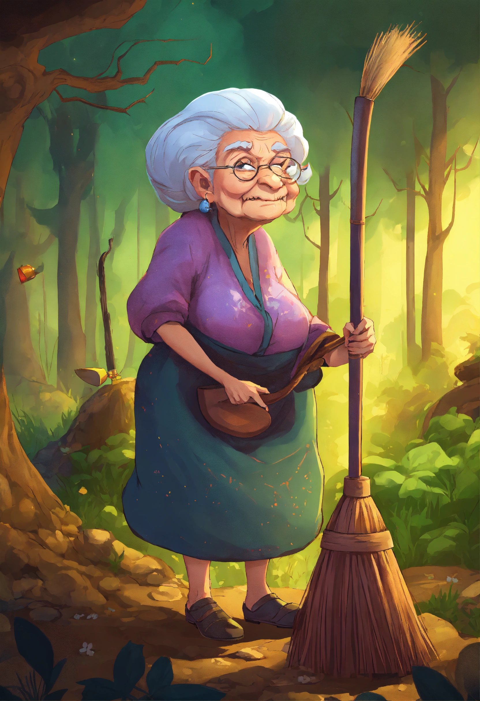Lexica - Fantasy cartoon style ugly and scary old lady in a mortar with ...