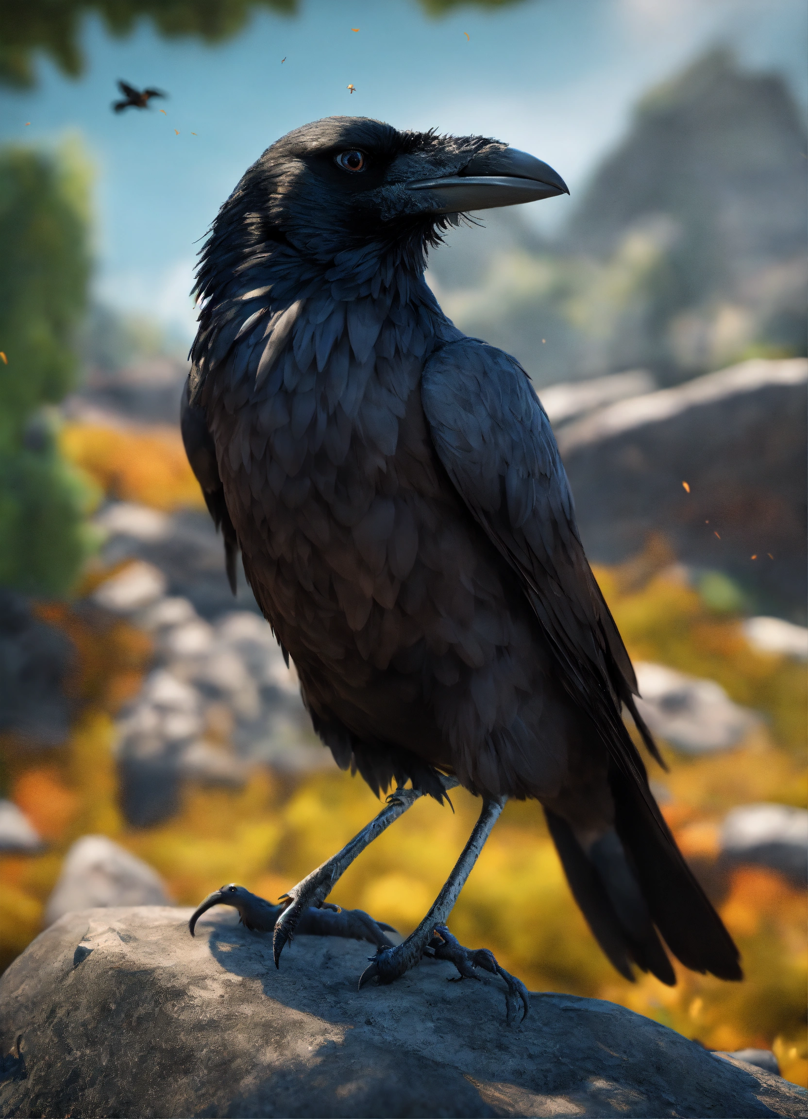 Lexica - Generate an image of the crow colliding with the rock and his ...
