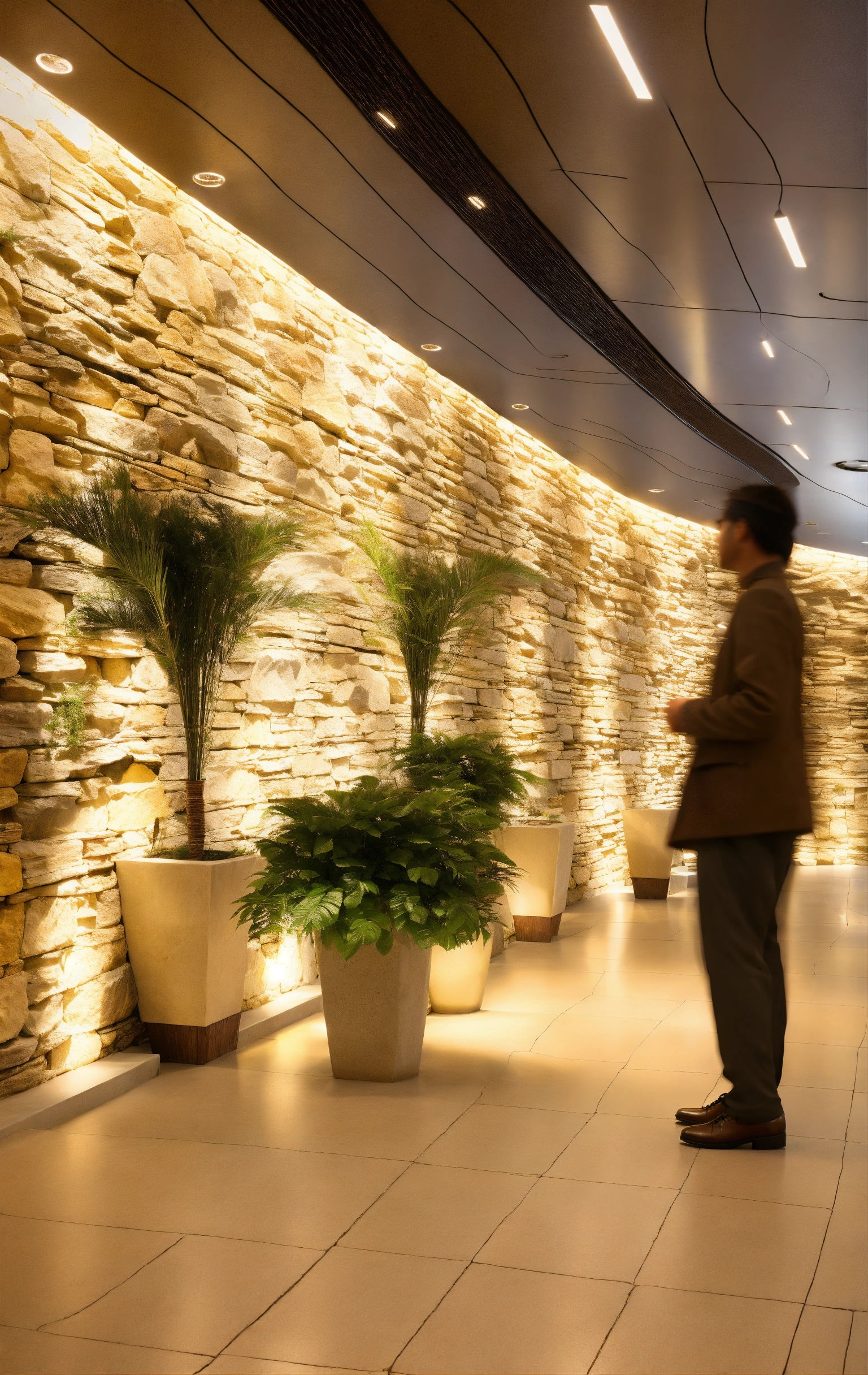 Lexica - Airport corridor, one side of the corridor full height glass ...
