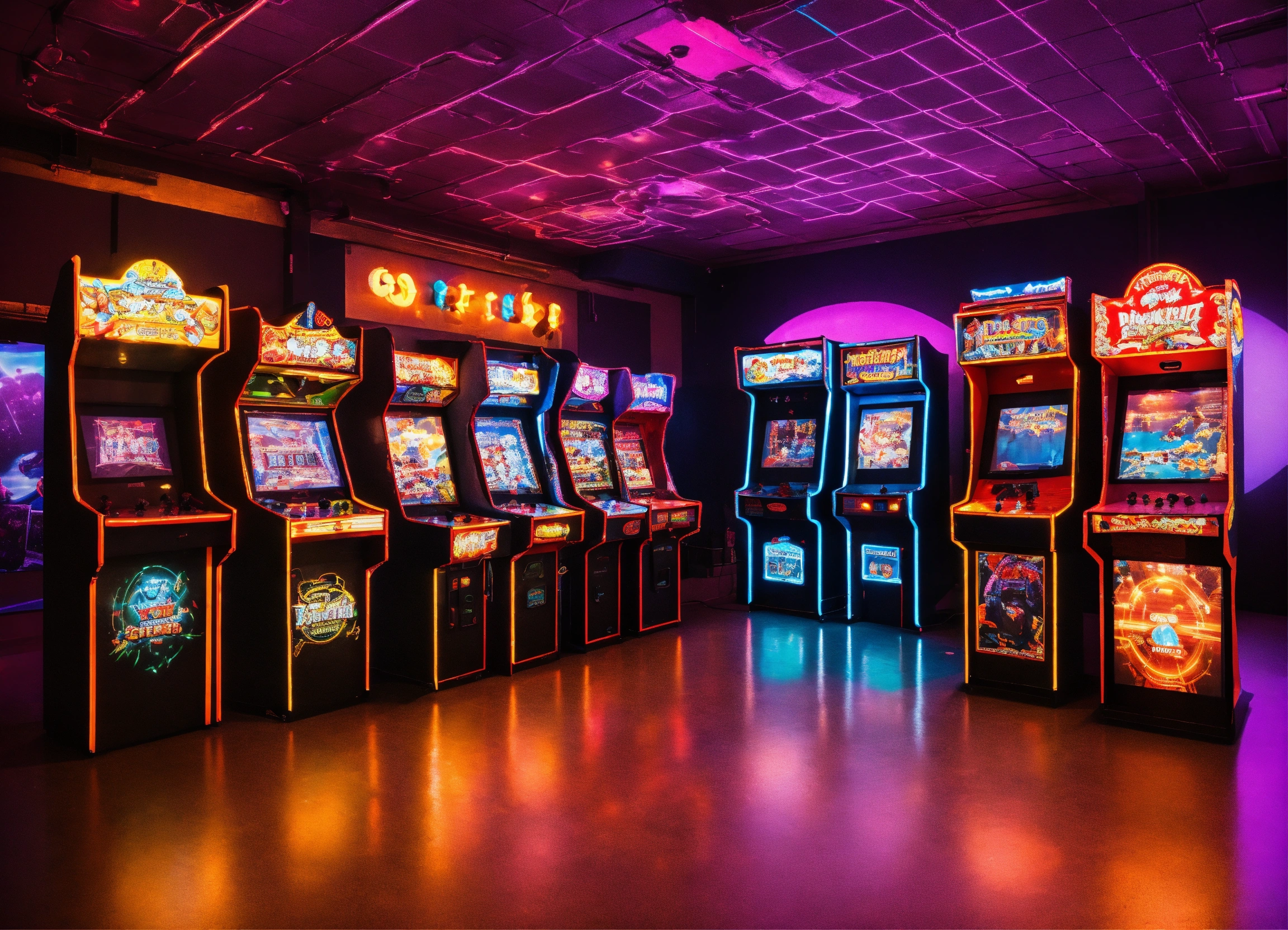 Lexica - Sci Fi retro arcade with lots of lights and a central circular ...