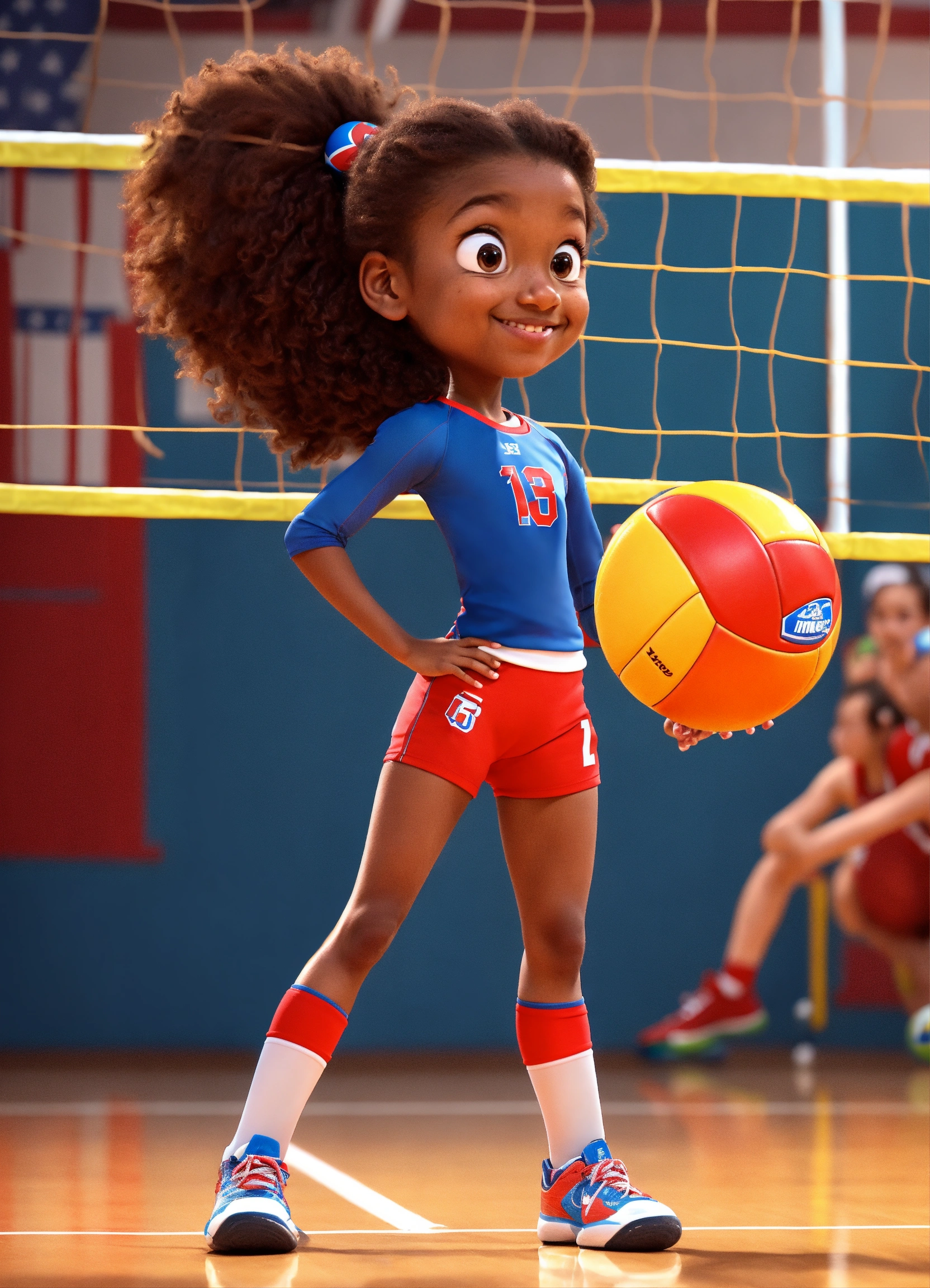 Lexica - A photo of a girl kid american volleyball player, pixar ...