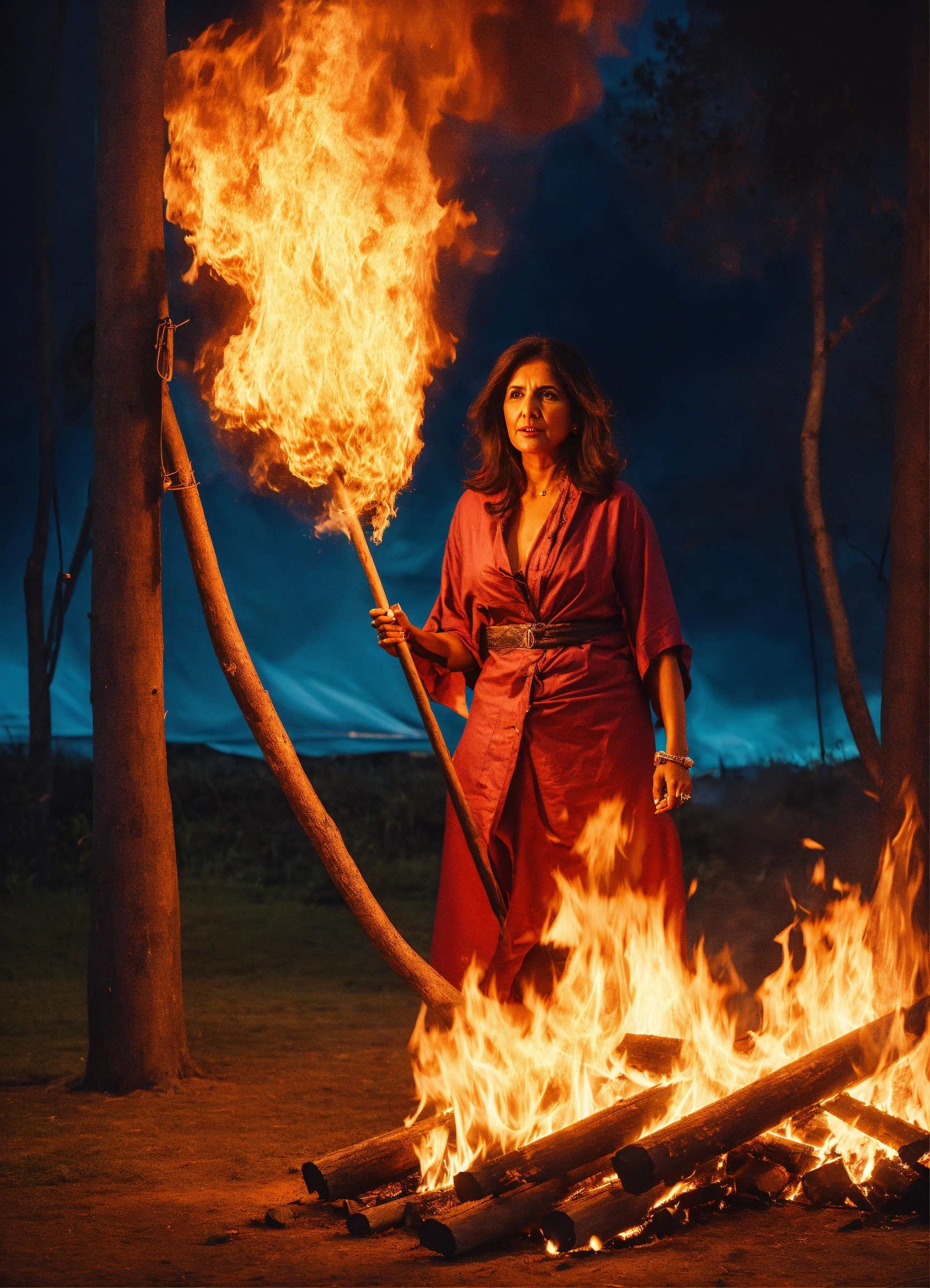 Lexica - Evil Suella Braverman burning a tent