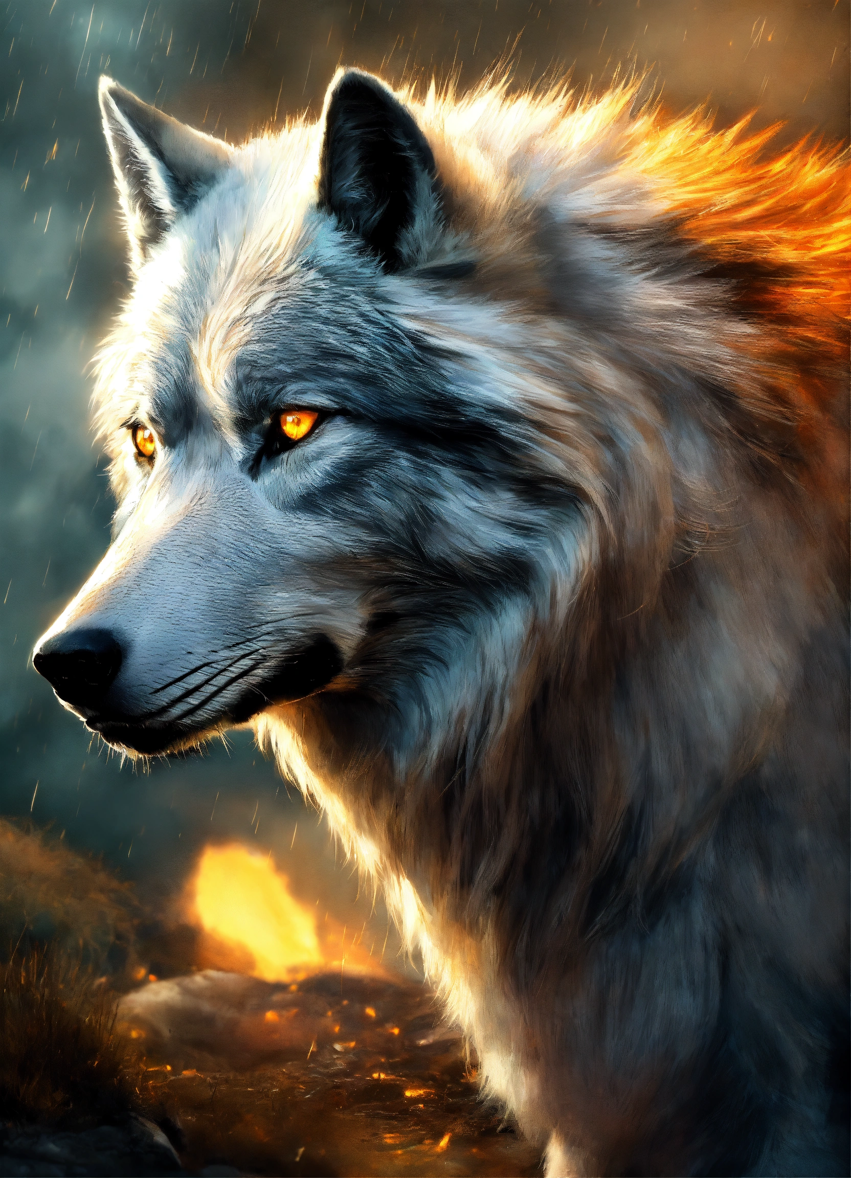 Lexica - Silver wolf with amber eyes. Almost human looking. 75 cm at ...
