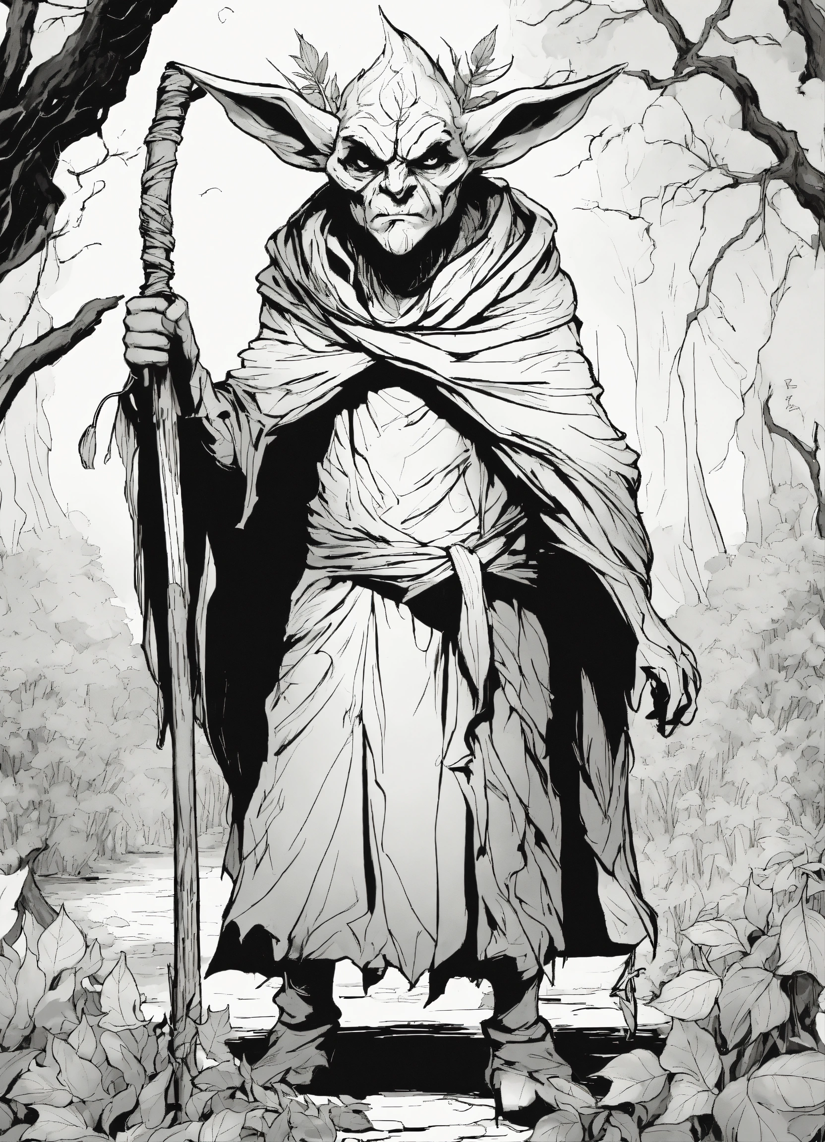 Lexica - Drawing by novice artist, computer game character, evil forest ...