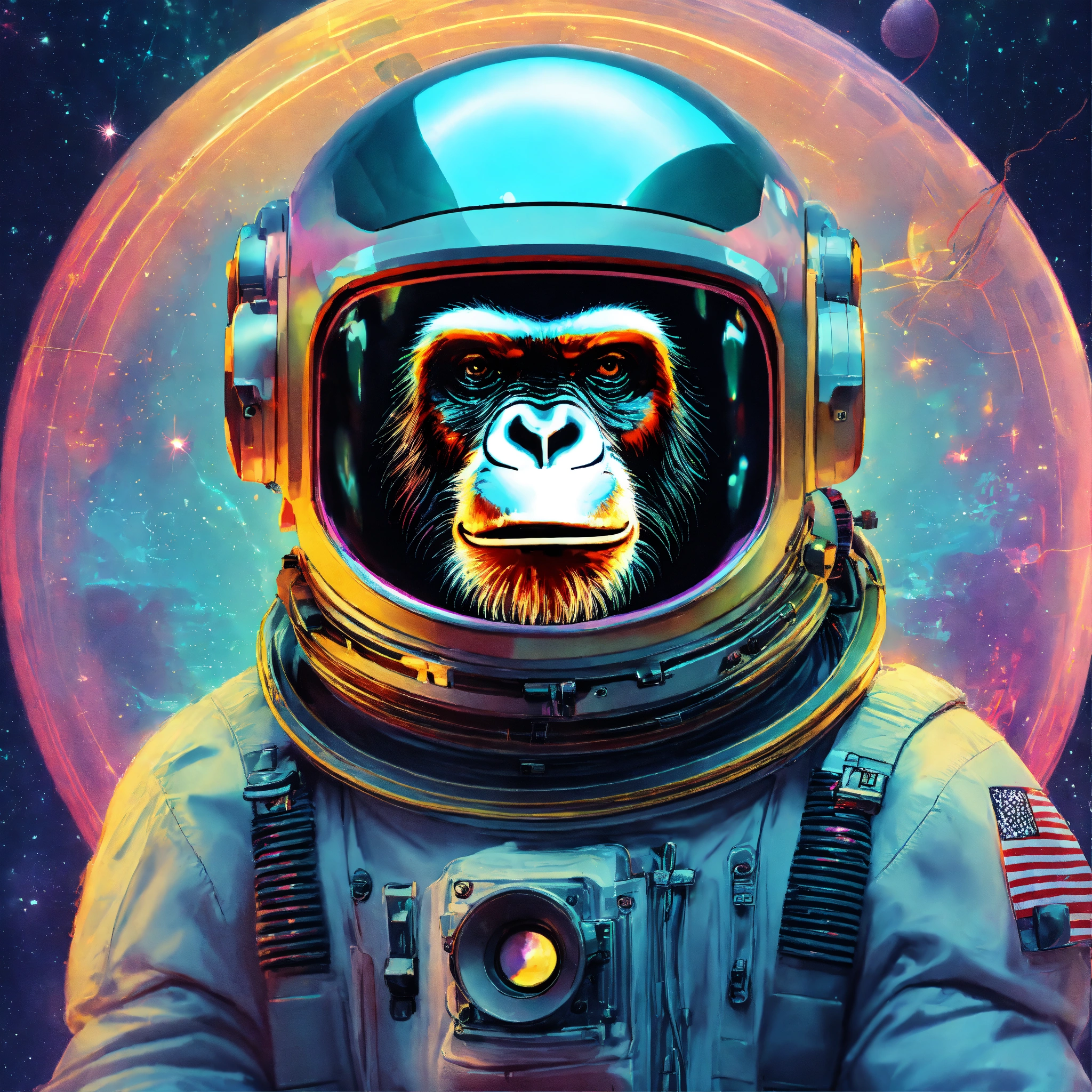 Lexica - APE ATRONAUT, circle image, holographic, best quality