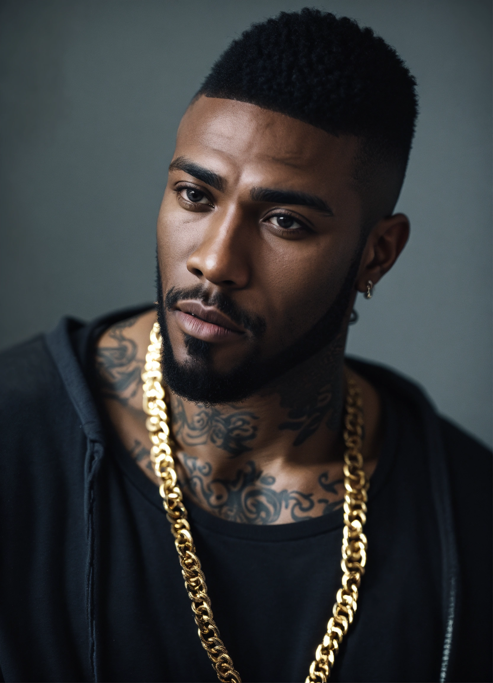 Lexica - Rugged, black male, goatee, low cut, temple fade, tattoos ...