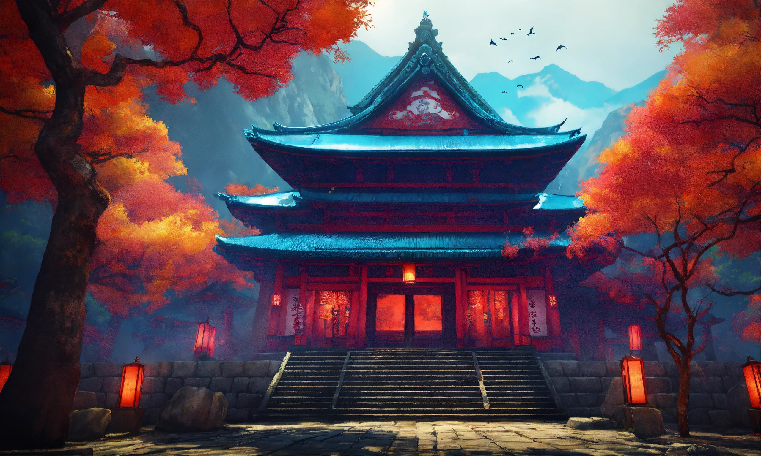 Lexica - Scary gloomy Japanese ancient temple in the mountains, game ...