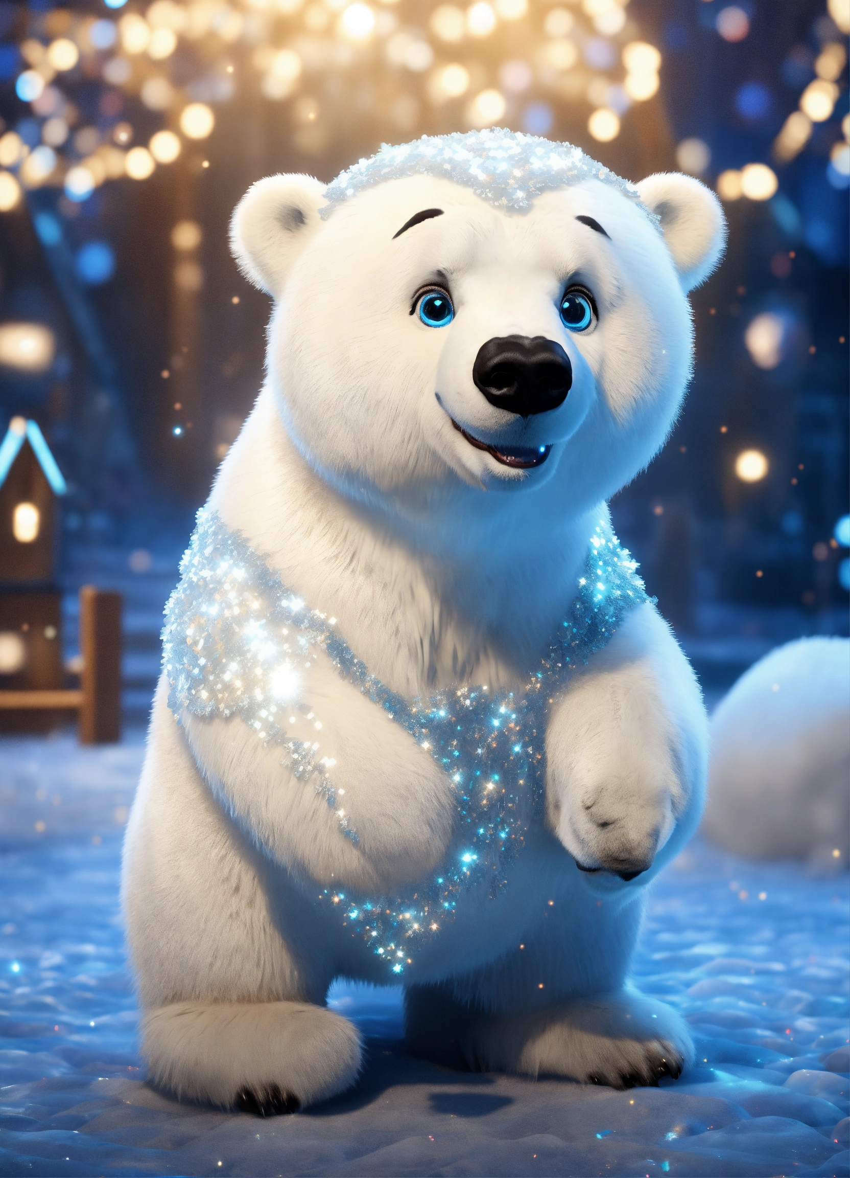 Lexica - Cartoon character a polar bear with sparkling blue eyes, a ...
