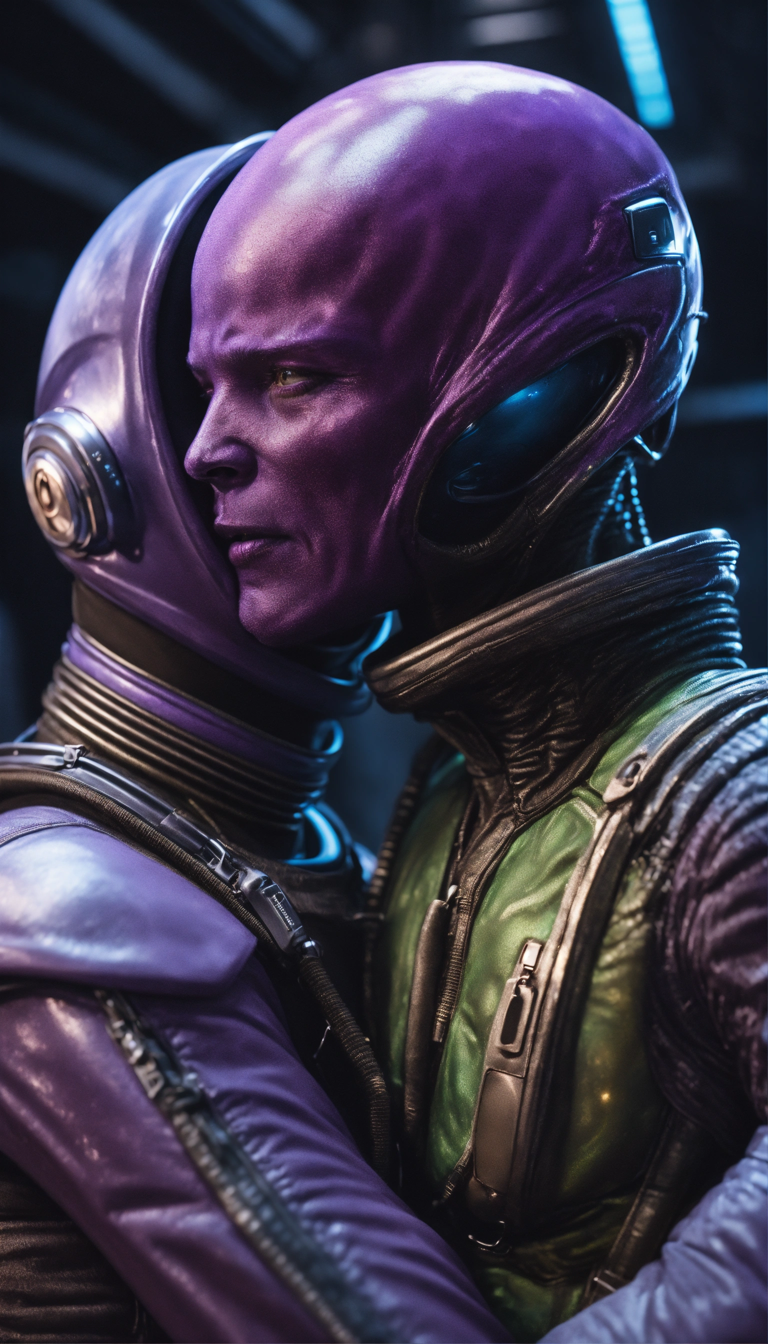 Lexica - Alien male with purple skin and a human male in a space ...