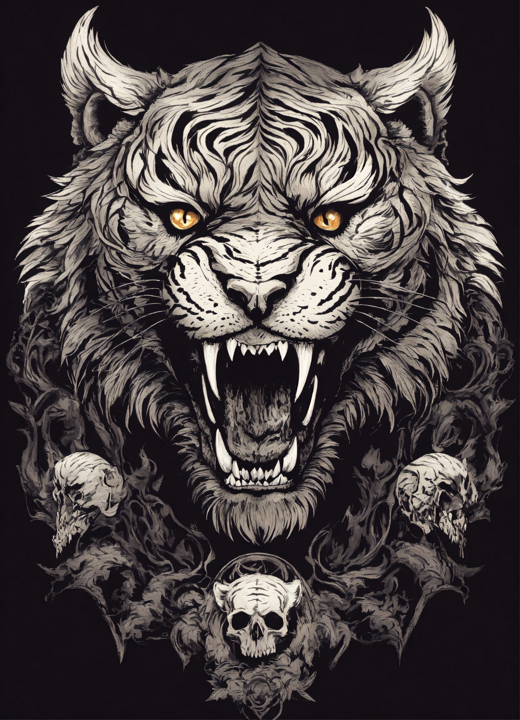 Lexica - Gothic style, satanic symbols, angry tiger skull, , strange ...