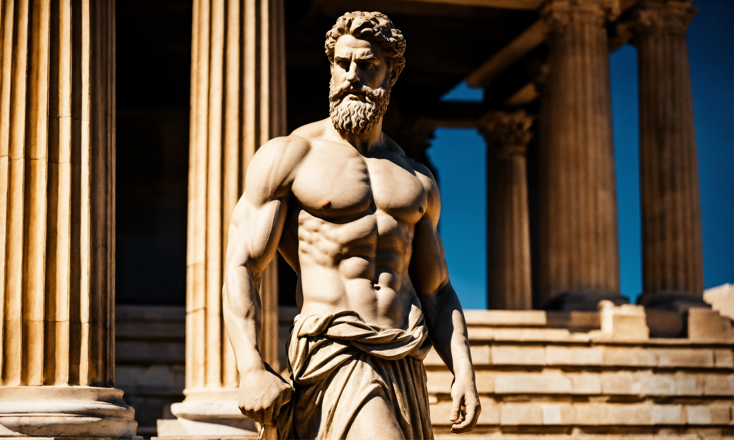 Lexica - Greek statue strong man standing with aggressive beard ...