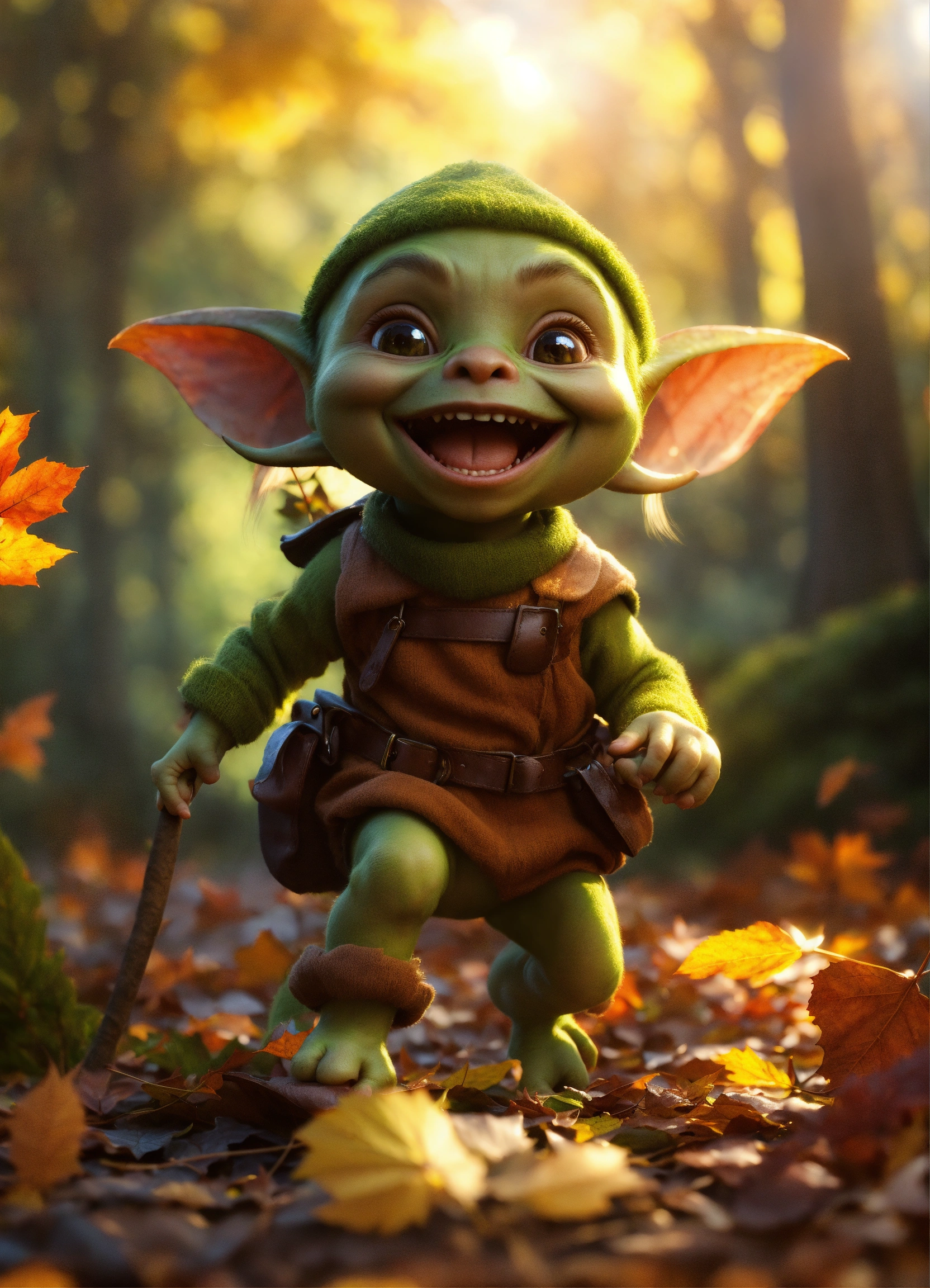 Lexica - Photorealistic goblin child cheeky, cute, fantasy, bold, big ...