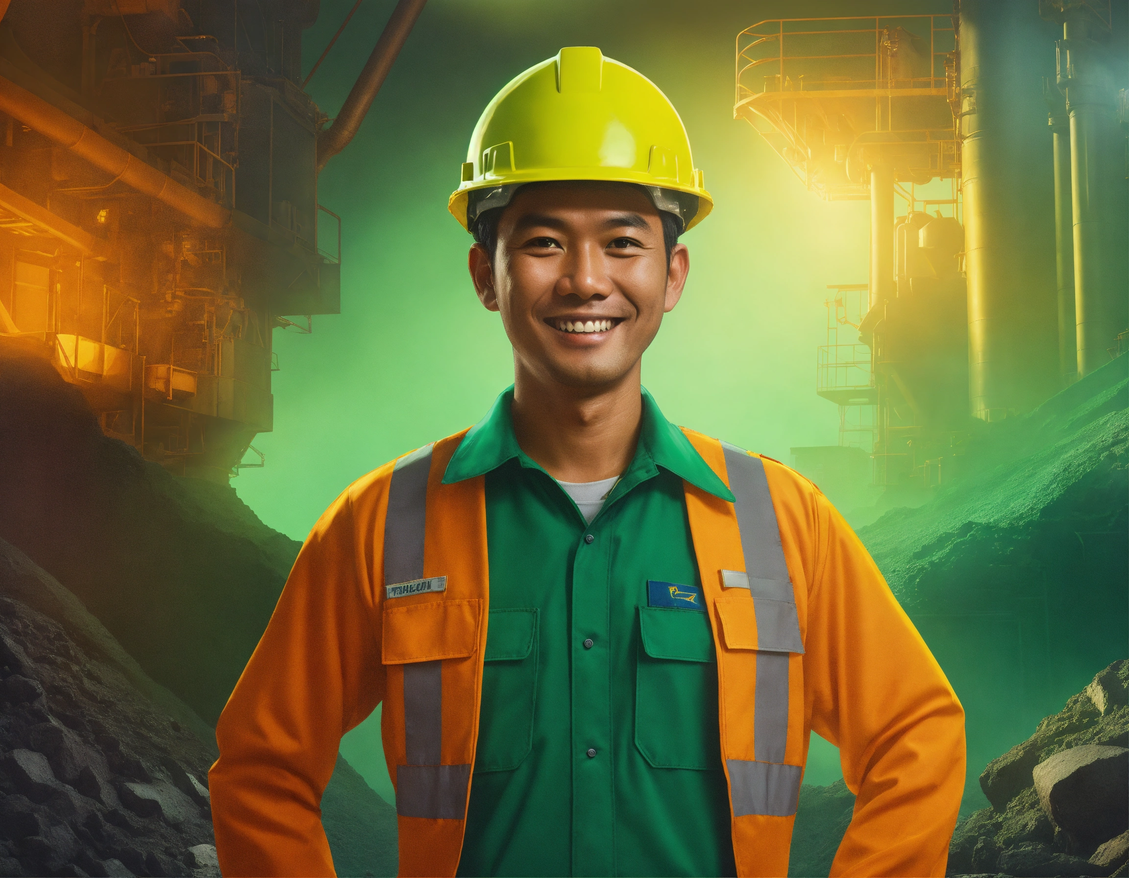 Lexica - Technical officer wearing engineering uniform, security helmet ...