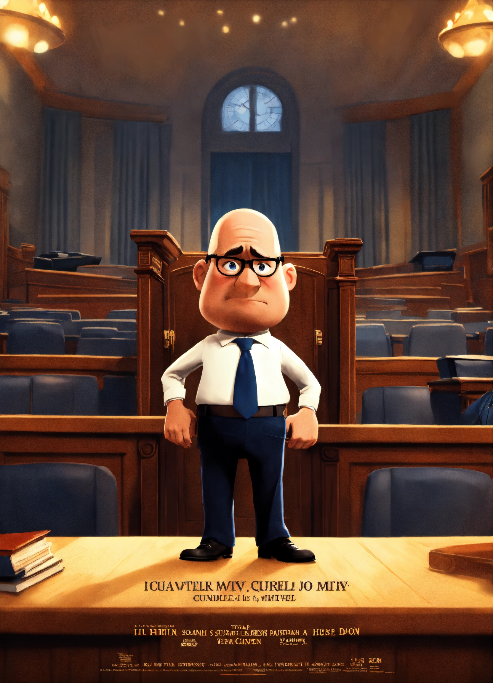 Lexica - Pixar style movie poster, Disney style, of a hurried lawyer ...