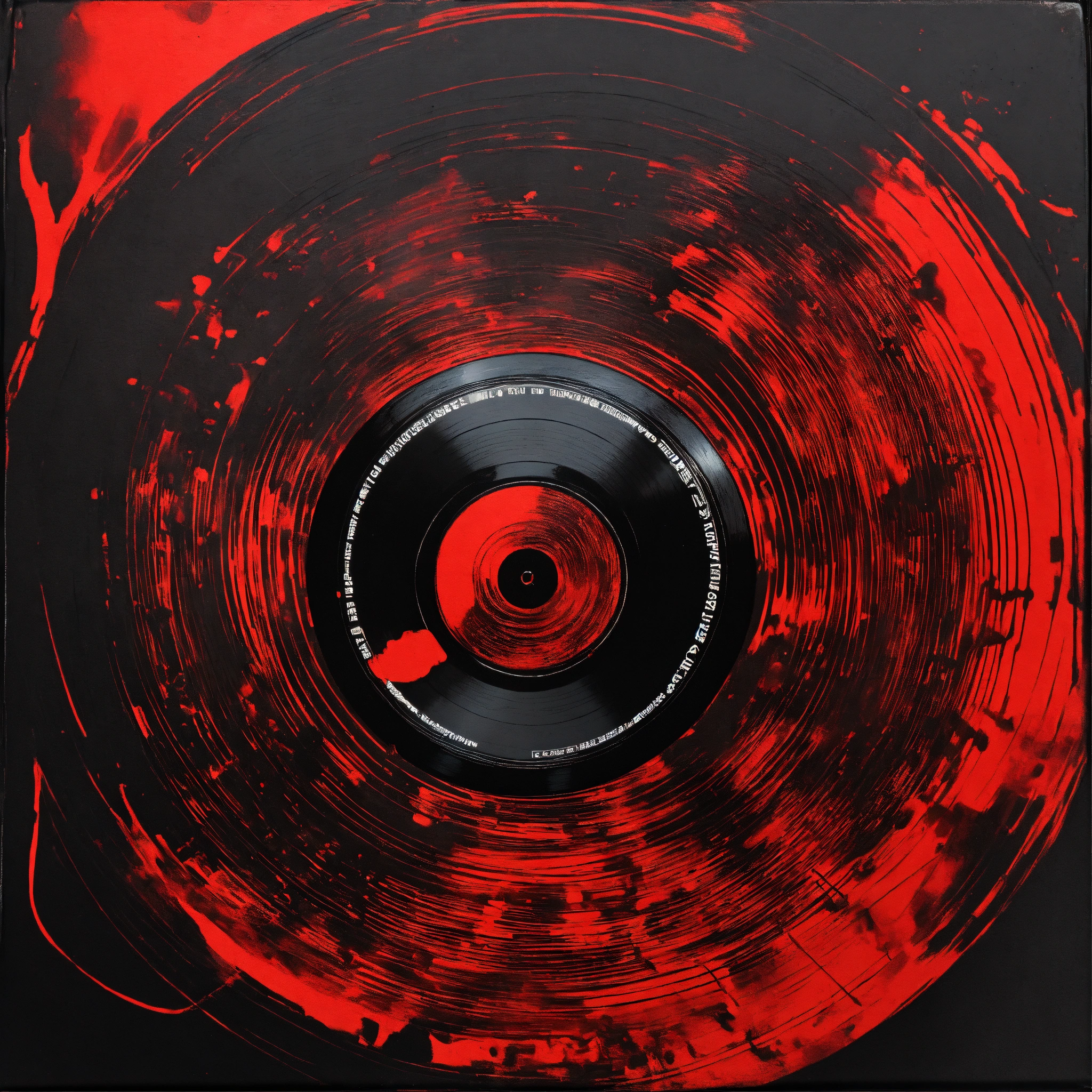 Lexica - Vinyl hand painting techno music black and red tone