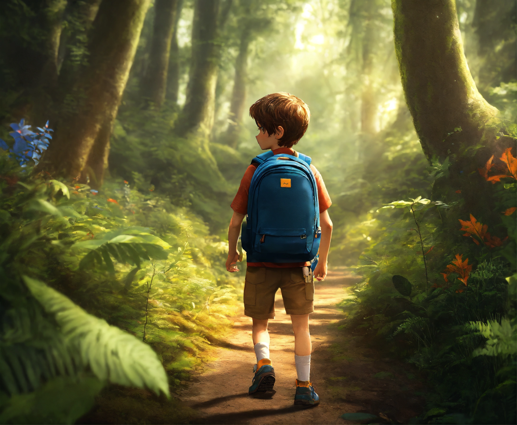 Lexica - Introduce Liam, a curious boy with a backpack, stepping into ...