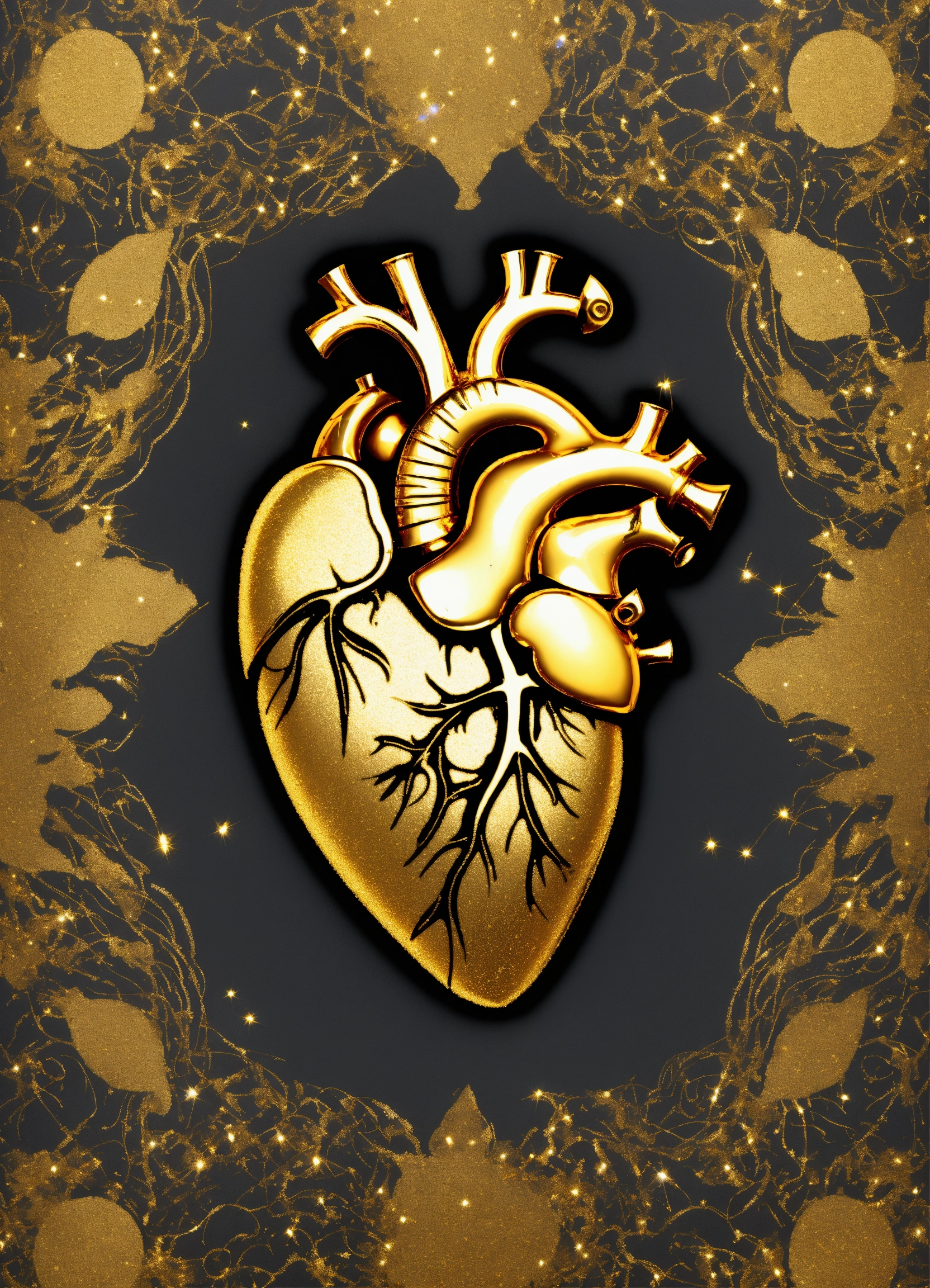 Lexica - Human heart of gold, glitter gold with gold glitter veins in ...
