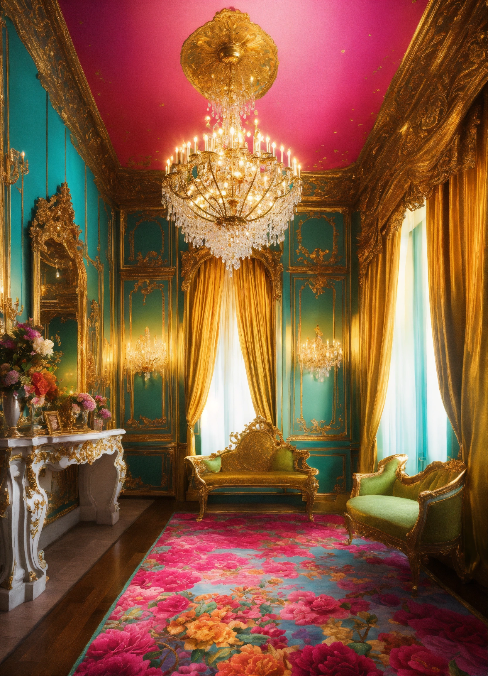 Lexica - Futuristic beautiful French mansion interior glamorous ...