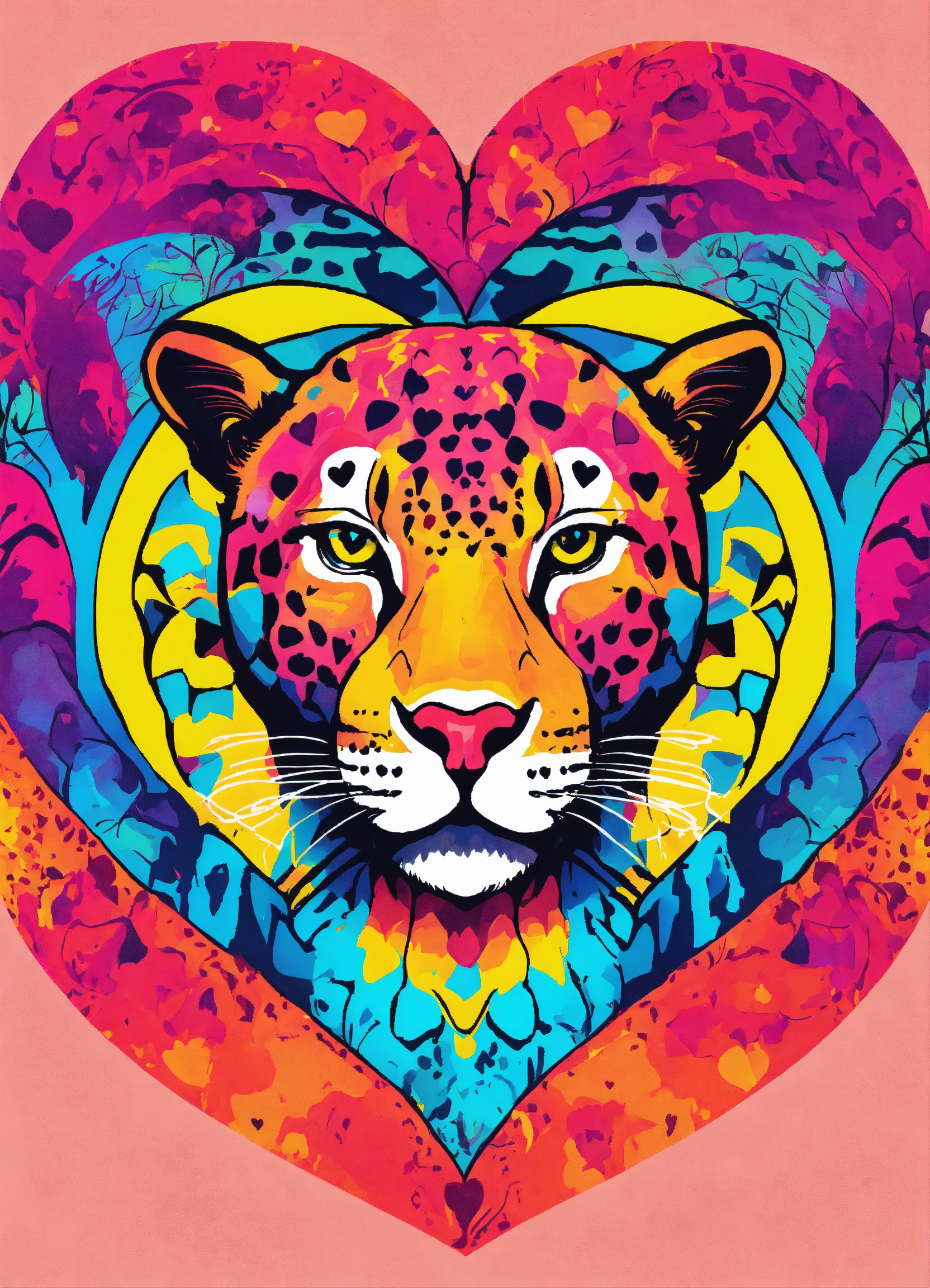 Lexica - A beautiful heart for tshirt design, vibrant, bright ...
