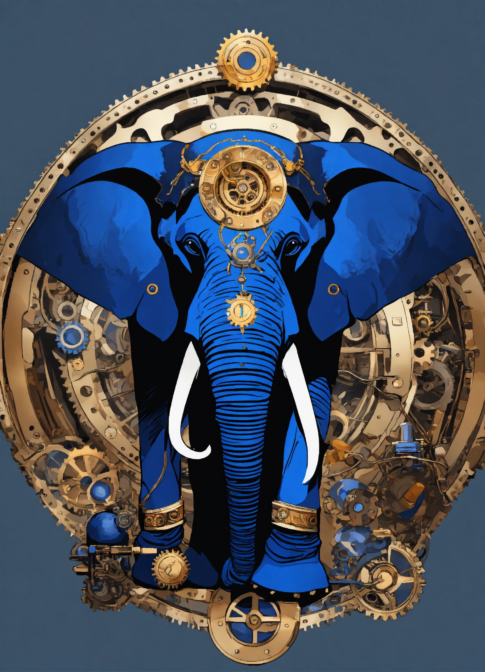 Lexica - Portrait of an hindu elephant, steampunk, indigo blue ...