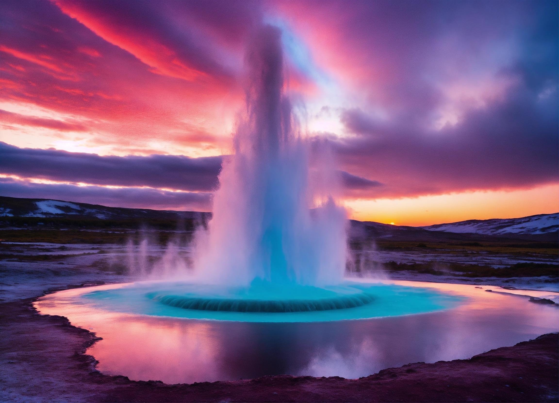 Lexica - Beautiful geyser shooting turquoise water in the air, deep ...