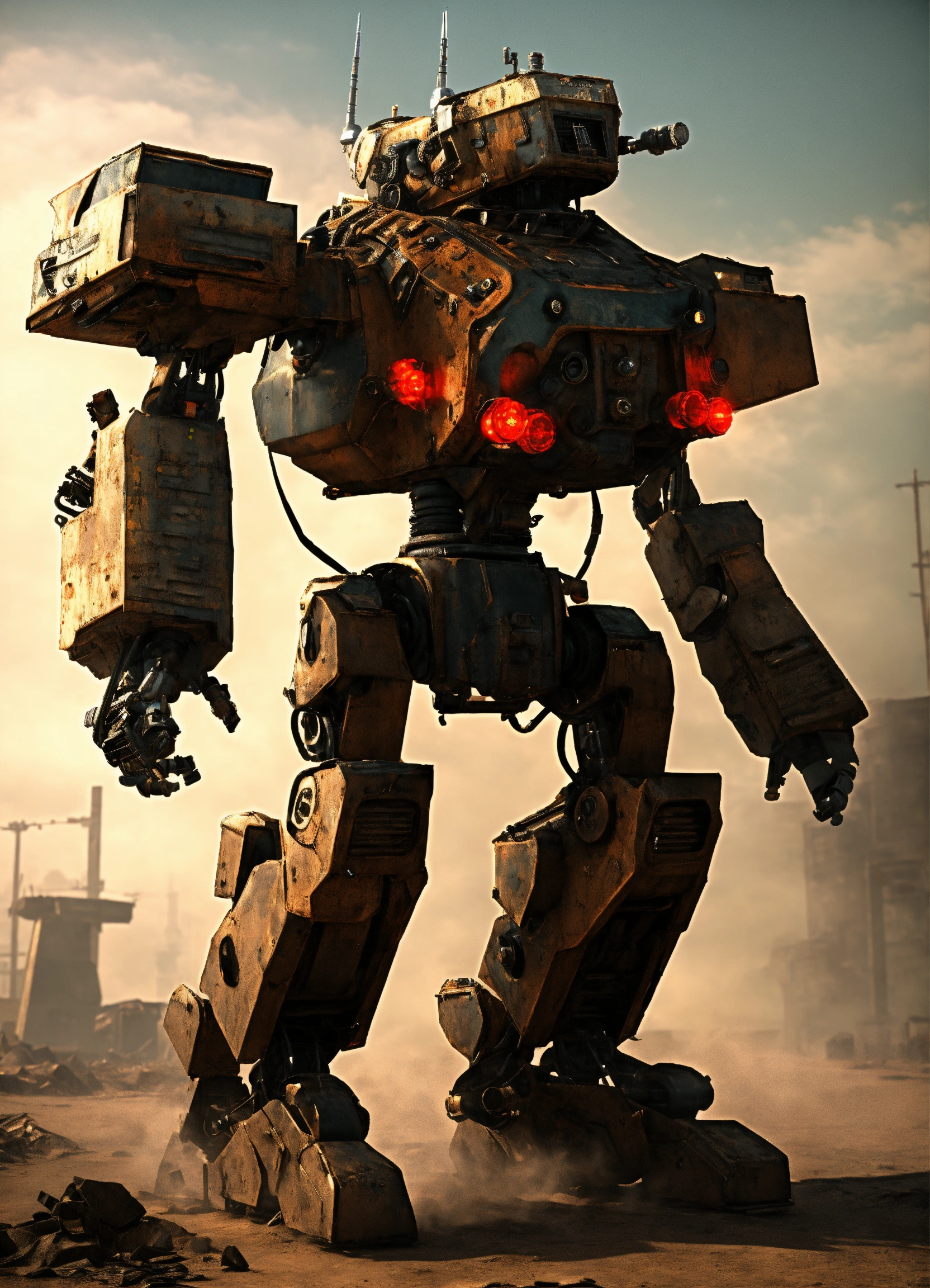 Lexica - Final boss from a post-apocalyptic robot combat in 3D.