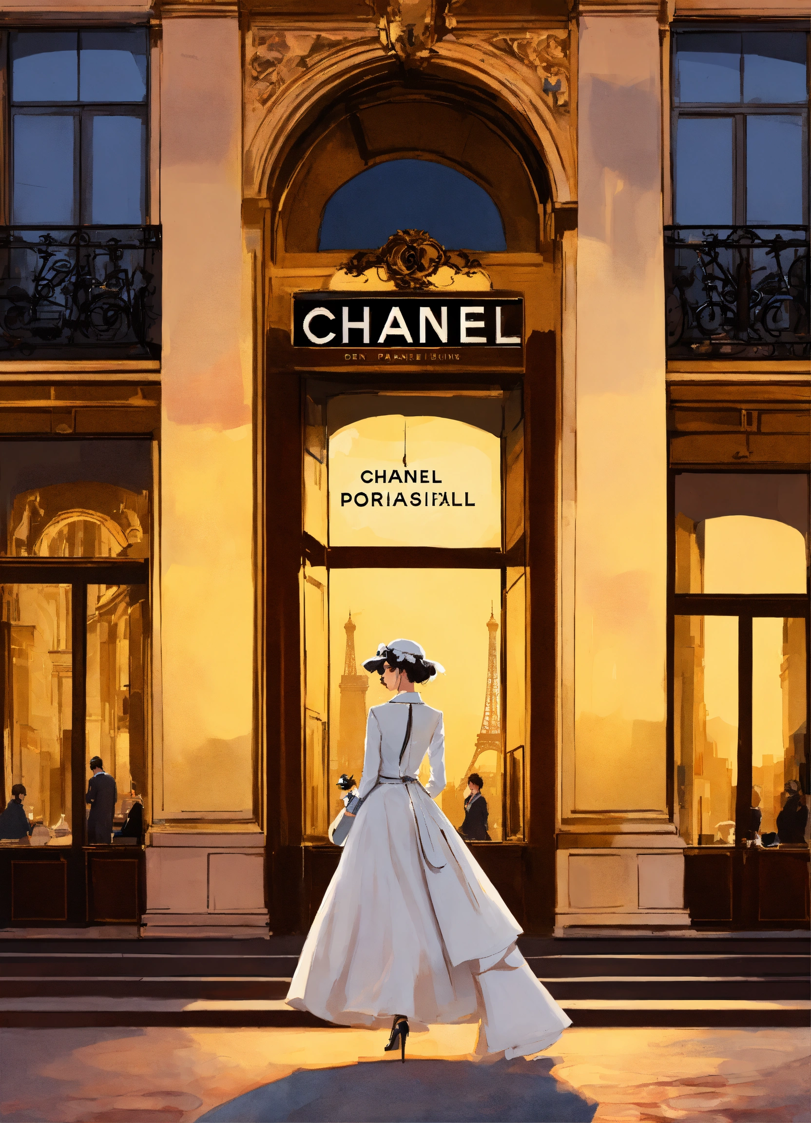 Lexica - Fashion show chanel, paris architecture background, pigeon ...