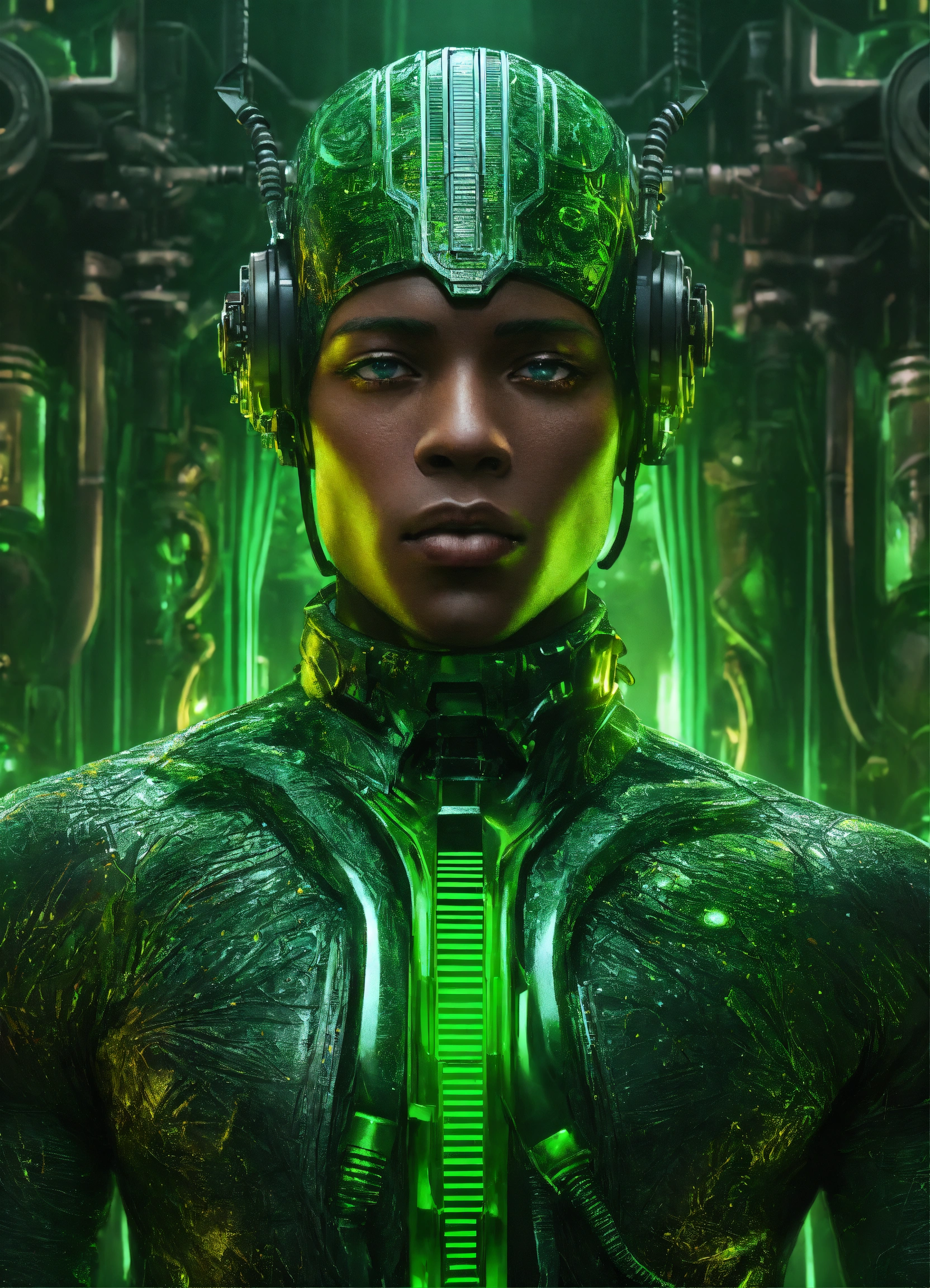 Lexica - African male Cyborg essence of conquest, H.R Giger style ...