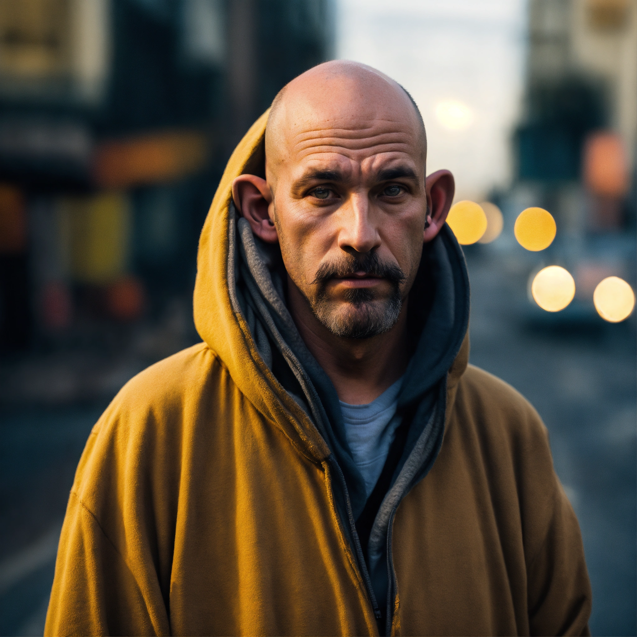 Lexica - A HOMELESS HUGE MAN WITH A HUGE LUMPY BALD HEAD, A TINY GOATEE ...