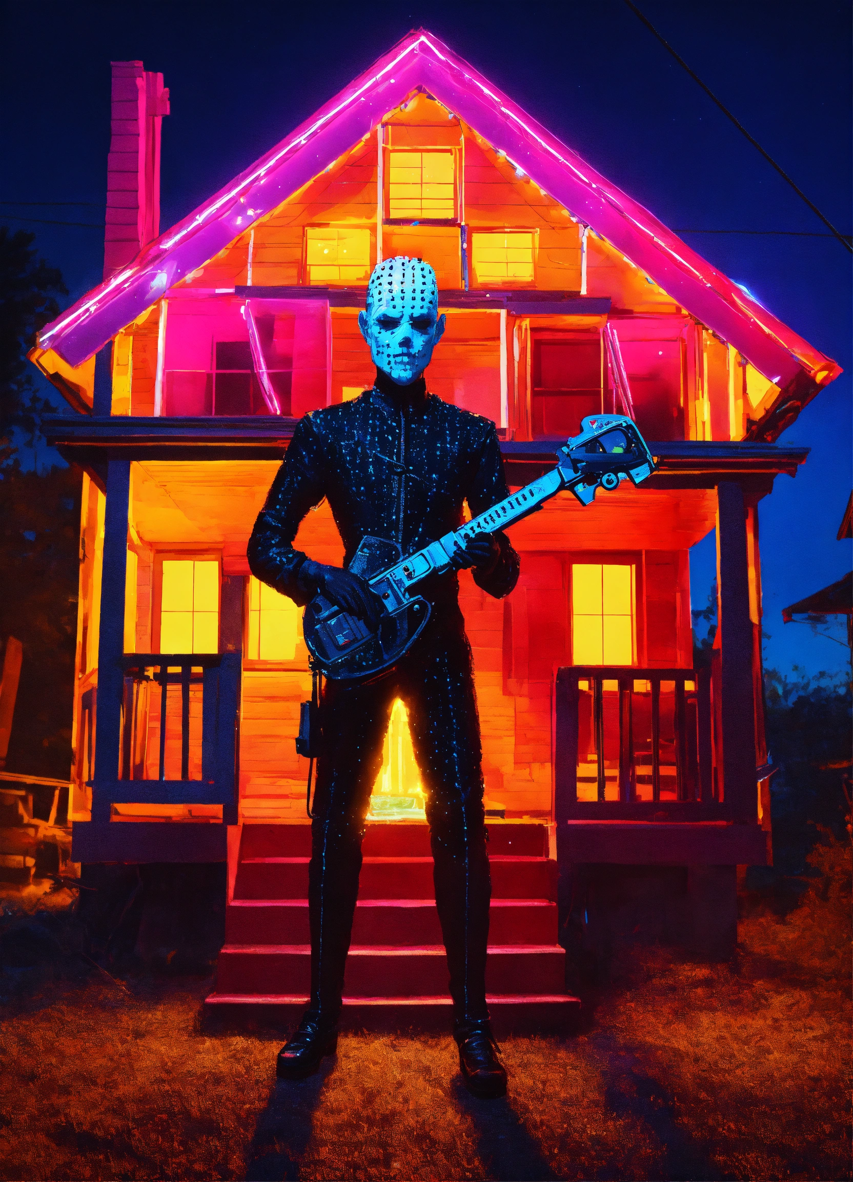 Lexica - Ultra realistic Pinhead with a diamond chainsaw and outside a ...