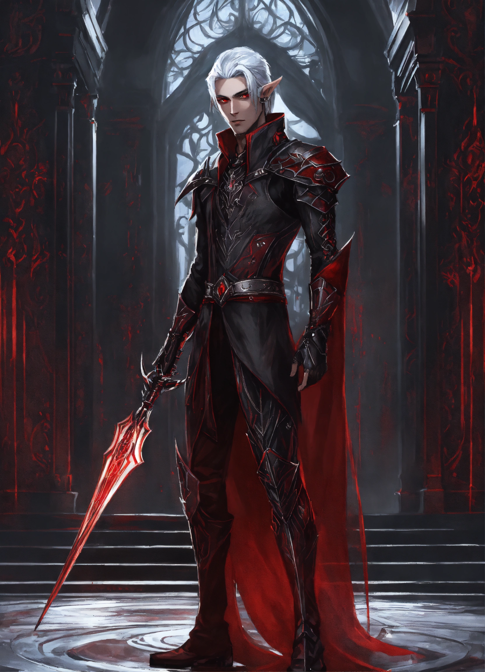 Lexica - Drawing of a dark elf, royalty, sci fi, black and crimson ...