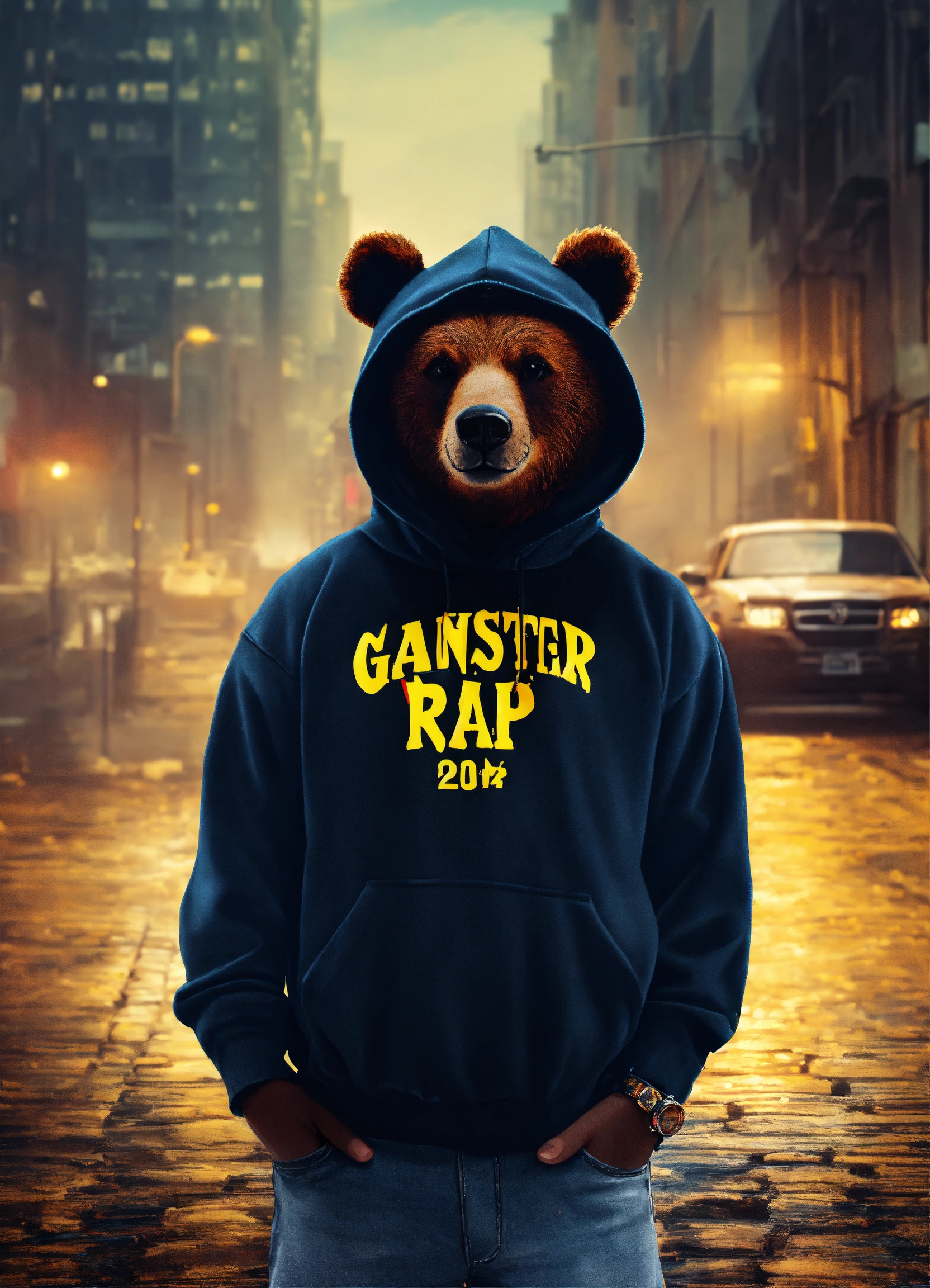 Lexica - GANGSTER RAP BEAR WITH HOODIE SILUTE