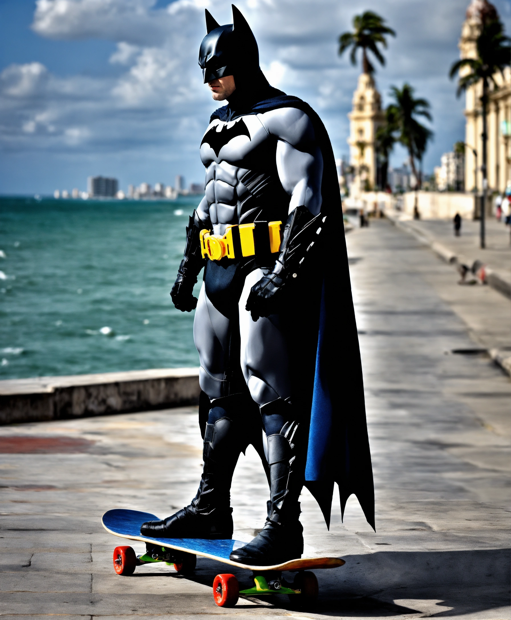 Lexica - Batman con su skateboard por el malecon de La Habana, estilo ...