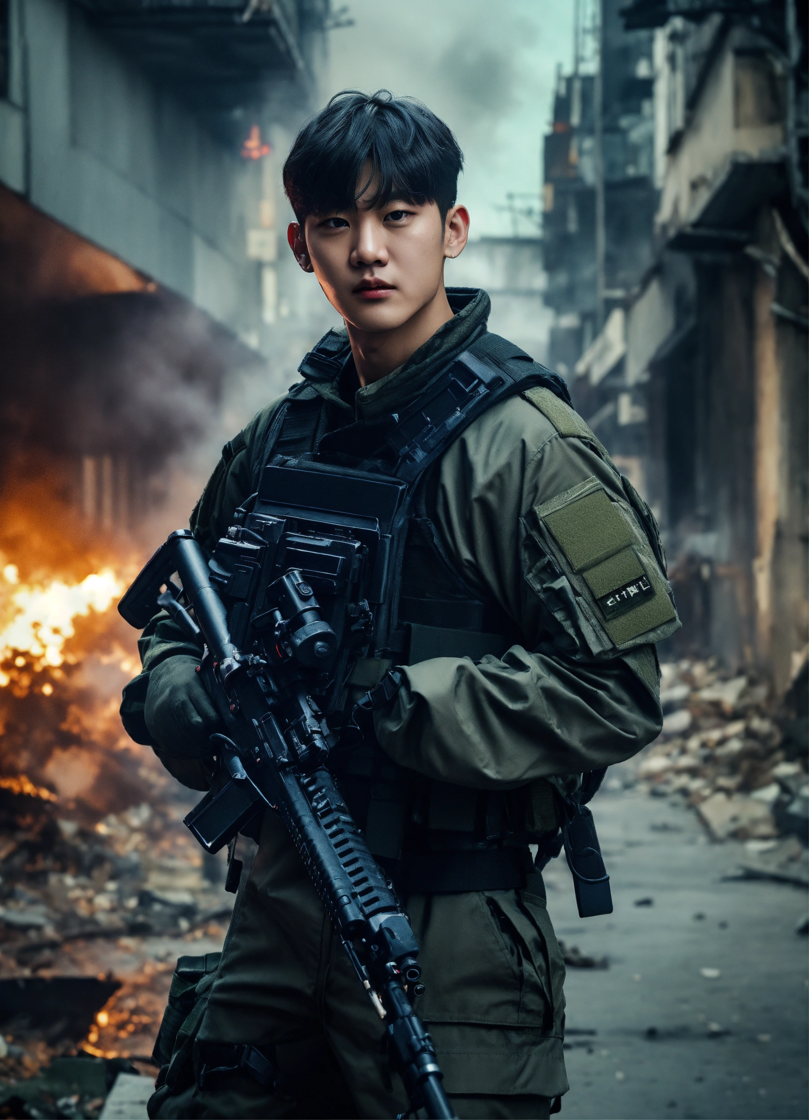Lexica - Kim Taehyung as a special force soldier in the center of a ...