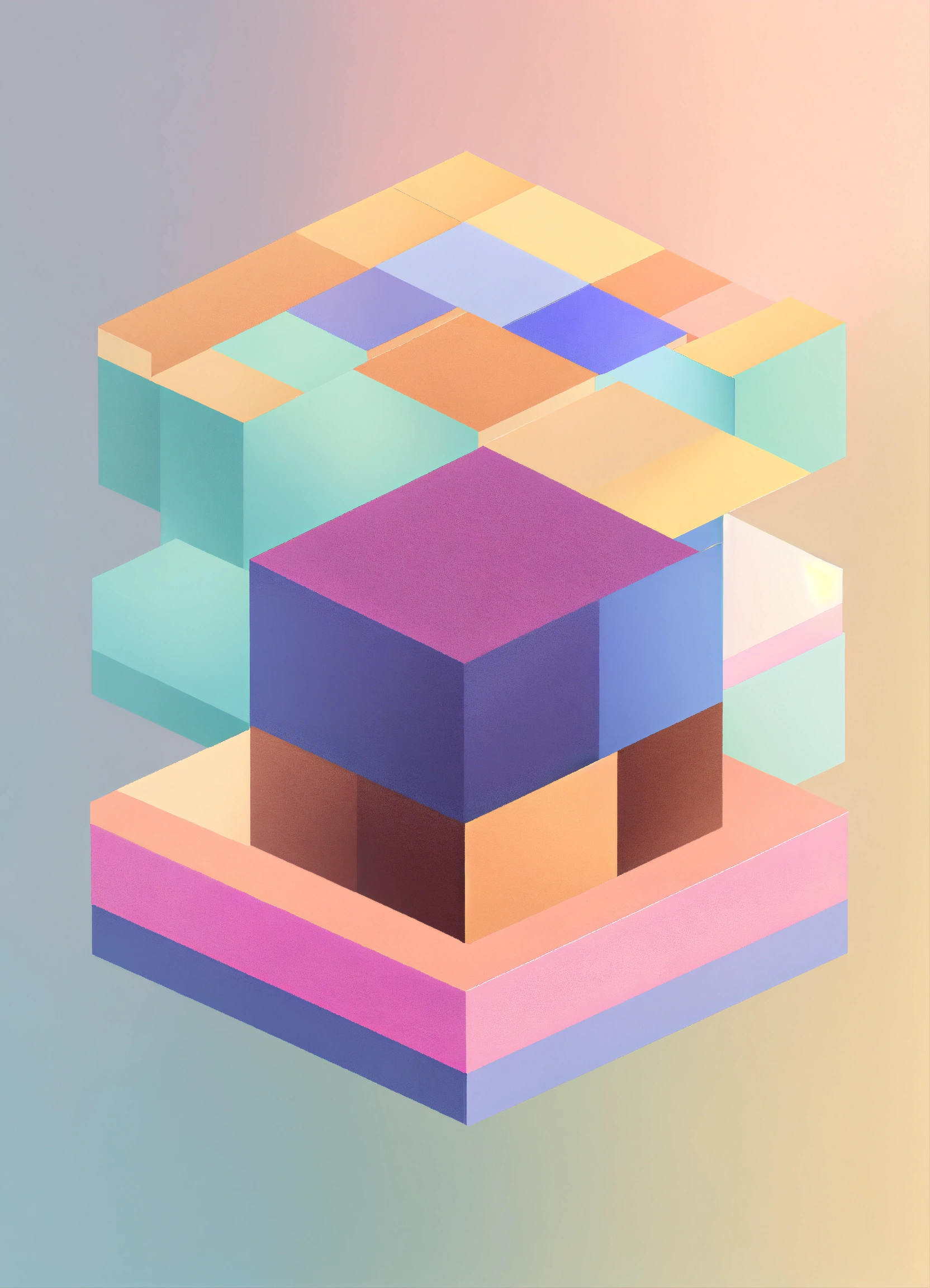 Lexica - Logo blocky P with pastel shades vector